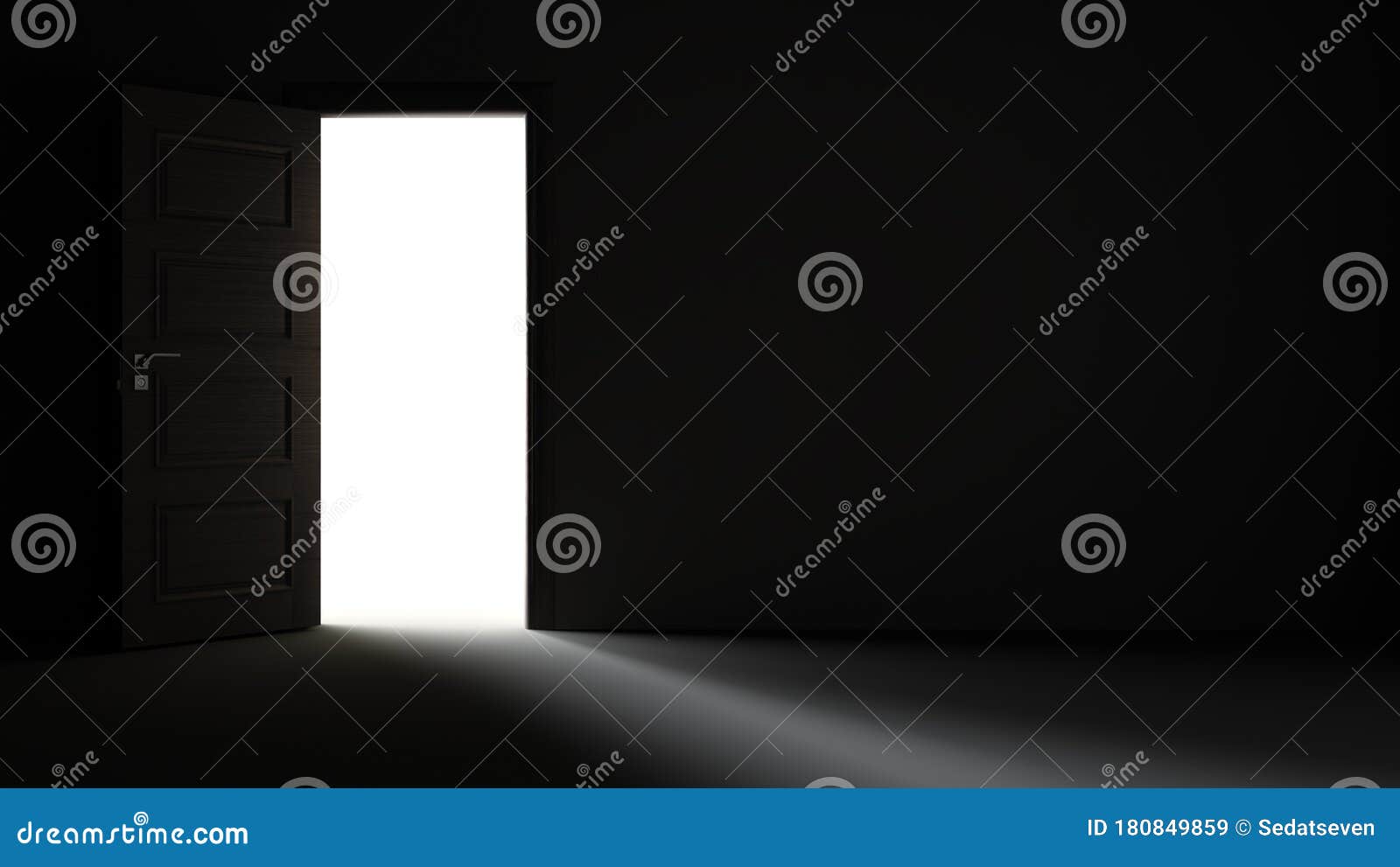 Light Entering from Open Door To Dark Room Realistic 3D Rendering Stock ...