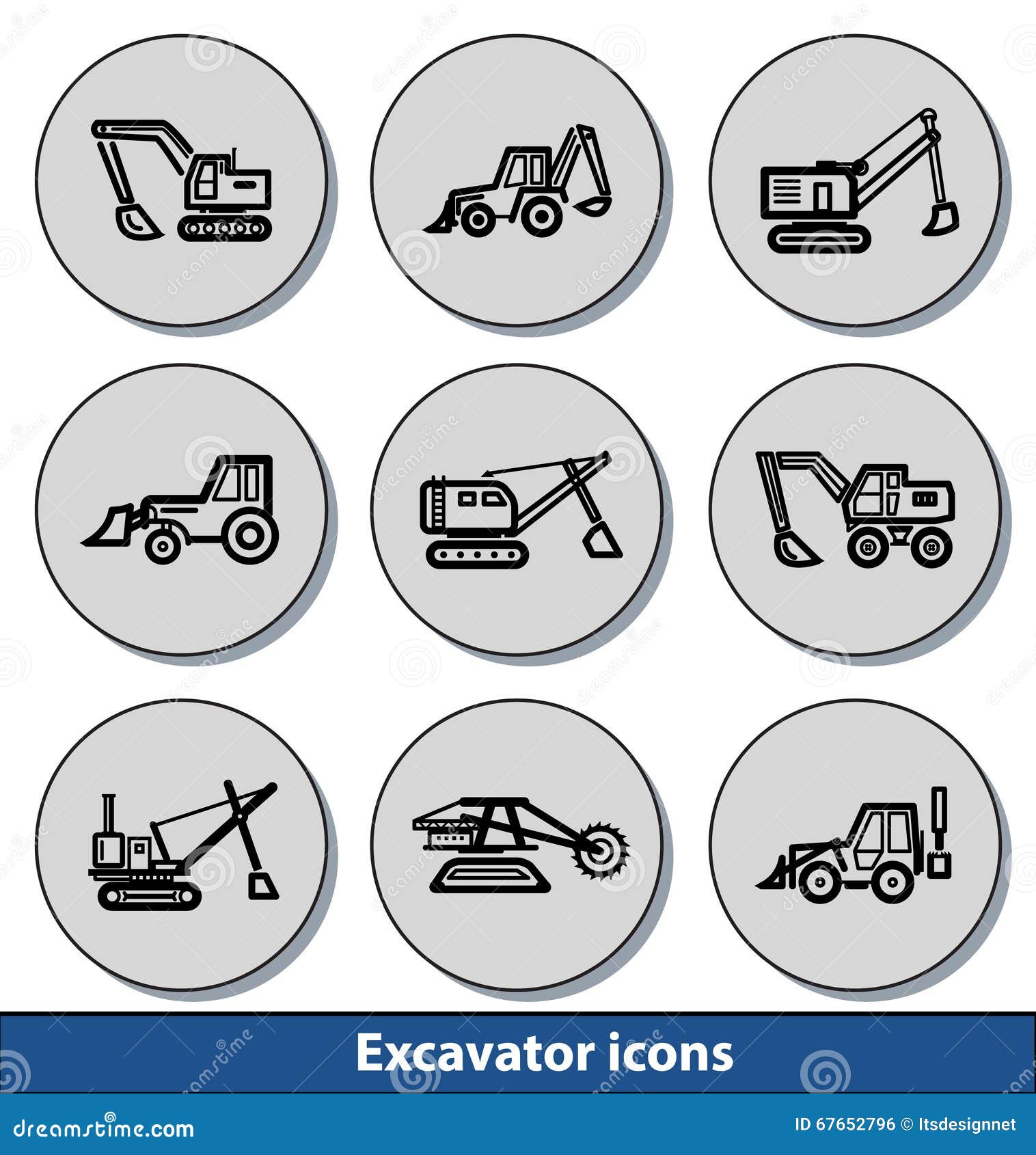 Light excavator icons stock vector. Illustration of hydraulic - 67652796