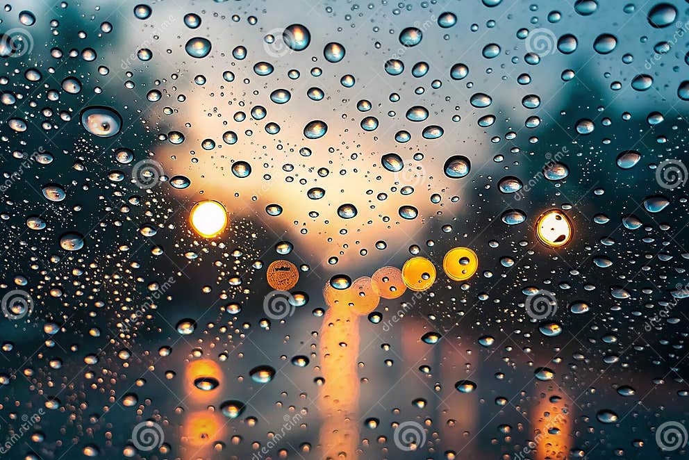 Light Explosion. Zoomed Raindrops on Illuminated Window Create an ...