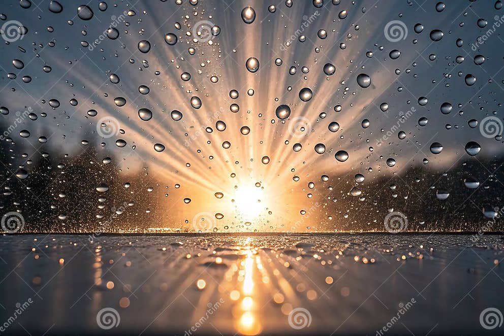 Light Explosion. Zoomed Raindrops on Illuminated Window Create an ...