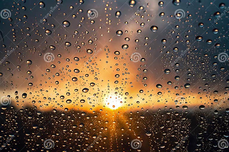 Light Explosion. Zoomed Raindrops on Illuminated Window Create an ...