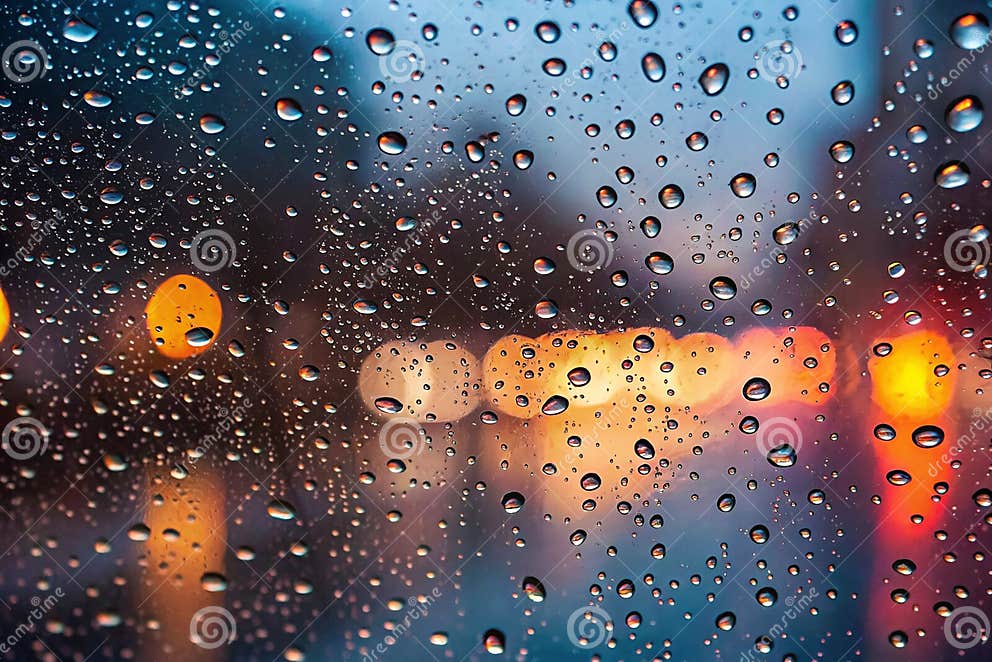 Light Explosion. Zoomed Raindrops on Illuminated Window Create an ...