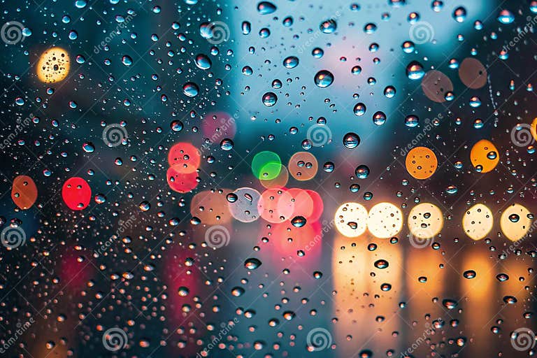 Light Explosion. Zoomed Raindrops on Illuminated Window Create an ...