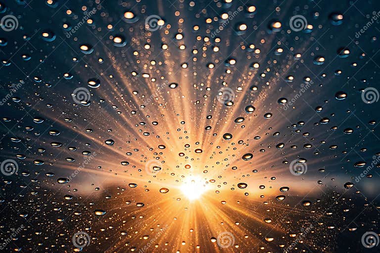 Light Explosion. Zoomed Raindrops on Illuminated Window Create an ...