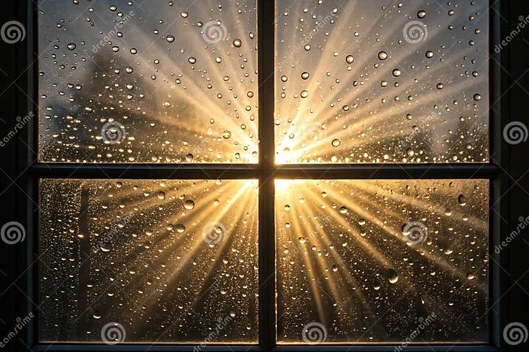 Light Explosion. Zoomed Raindrops on Illuminated Window Create an ...