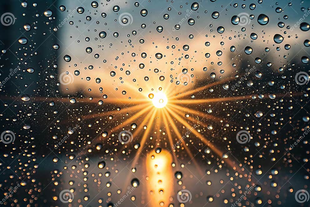 Light Explosion. Zoomed Raindrops on Illuminated Window Create an ...