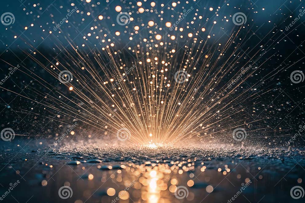 Light Explosion. Zoomed Raindrops on Illuminated Window Create an ...