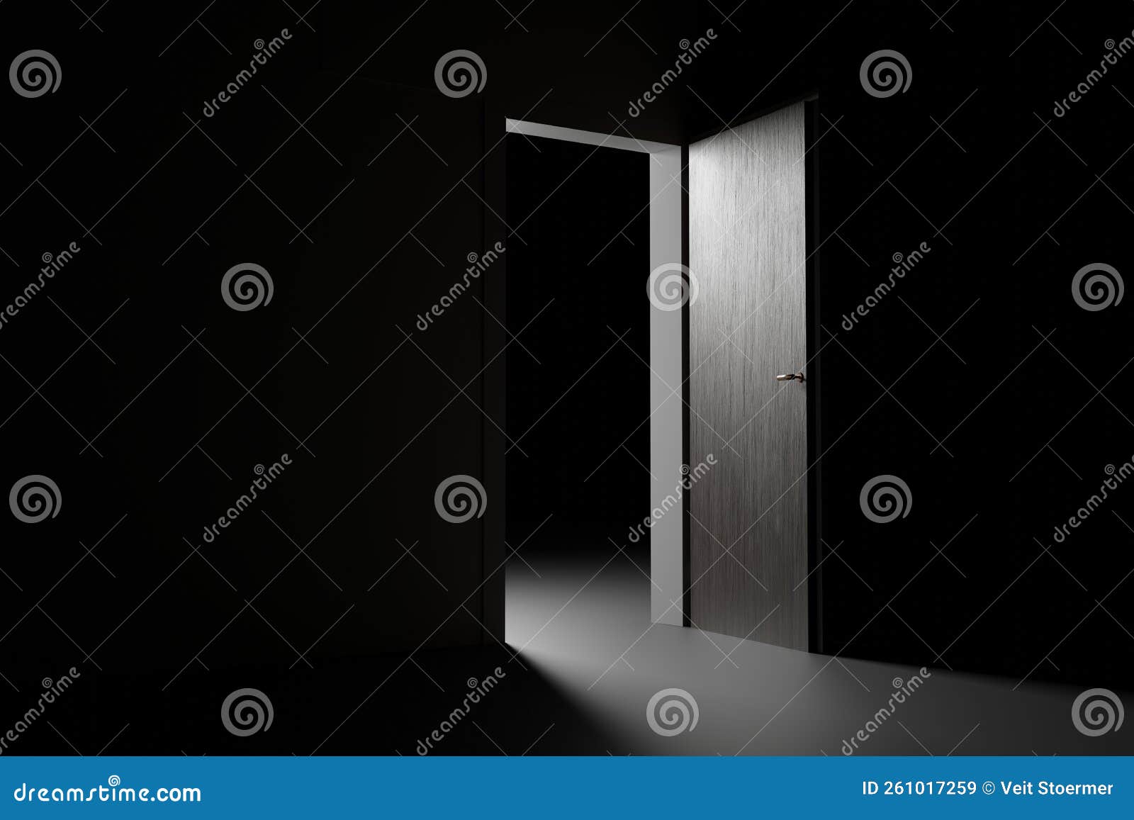 Light Falls through a Half-open Door in Total Darkness Stock ...