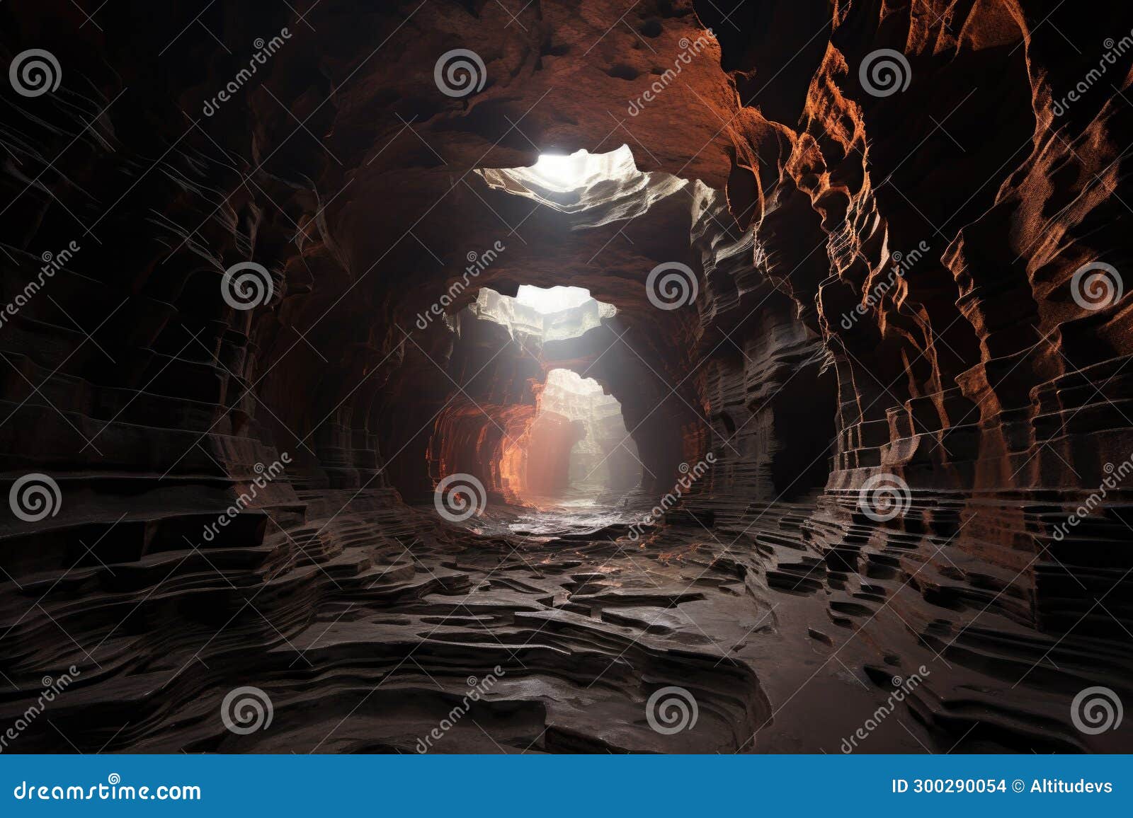 Light Filtering through a Hole in the Ceiling of a Cave Labyrinth Stock ...
