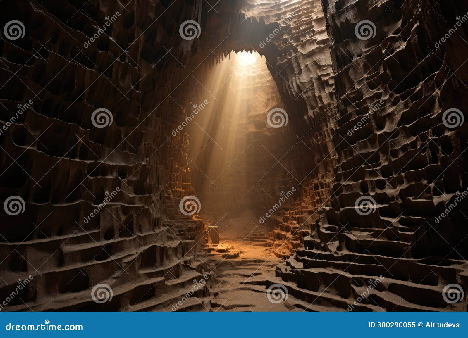 Light Filtering through a Hole in the Ceiling of a Cave Labyrinth Stock ...