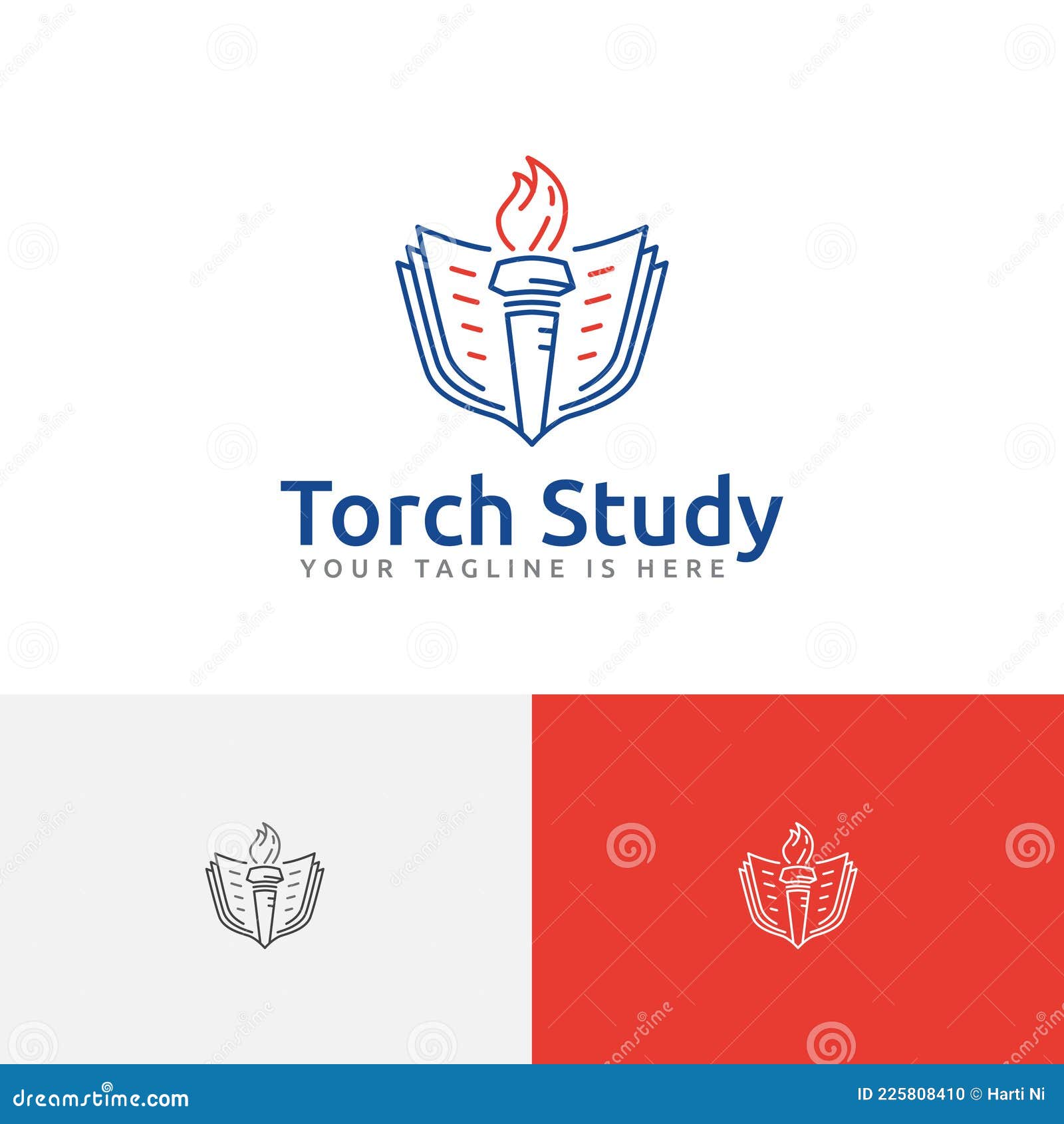 Light Fire Flame Torch Book School Study Education Line Logo Stock ...