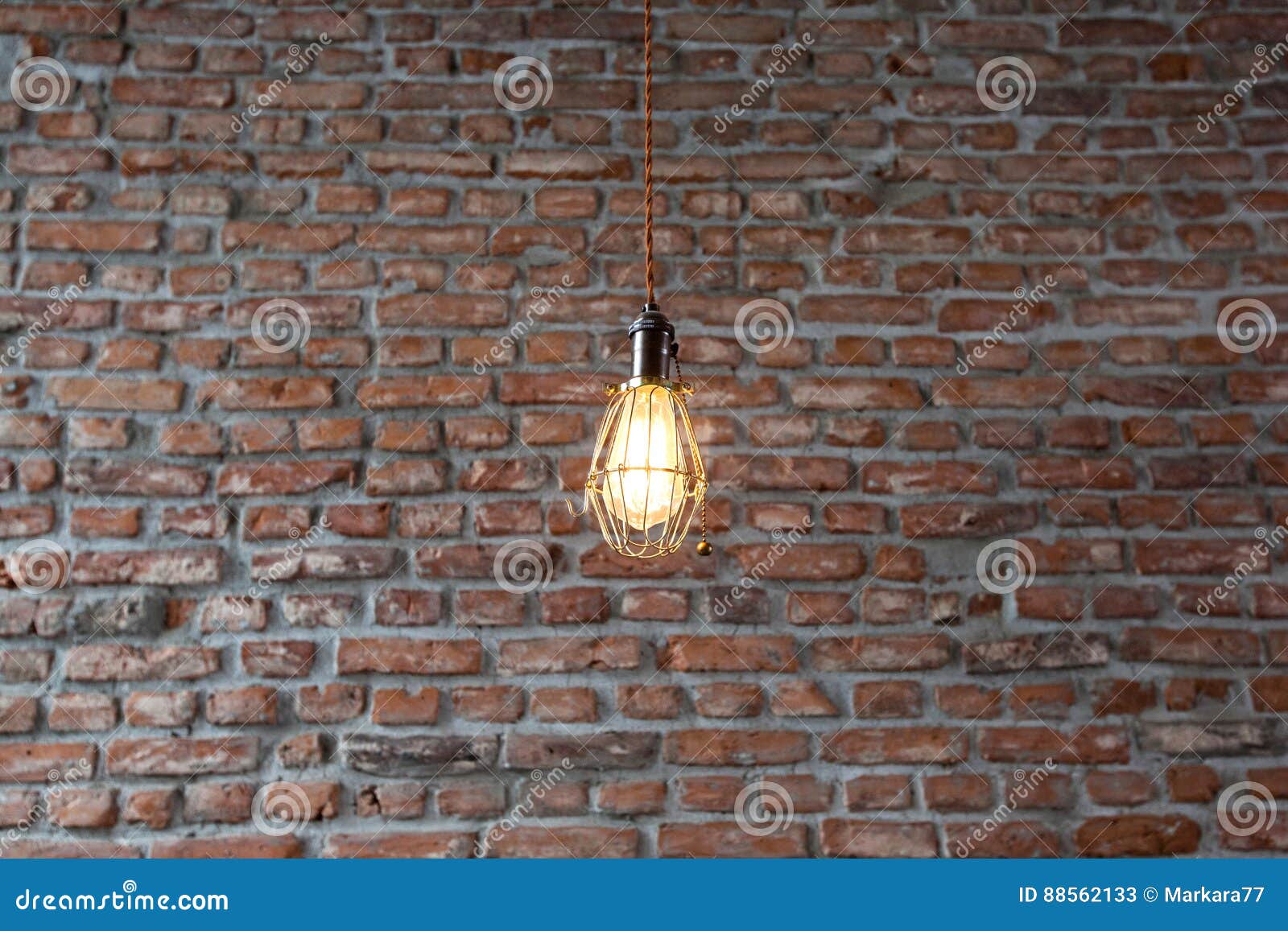 Light Fixtures on a Wall with Bricks Background. Stock Image - Image of ...