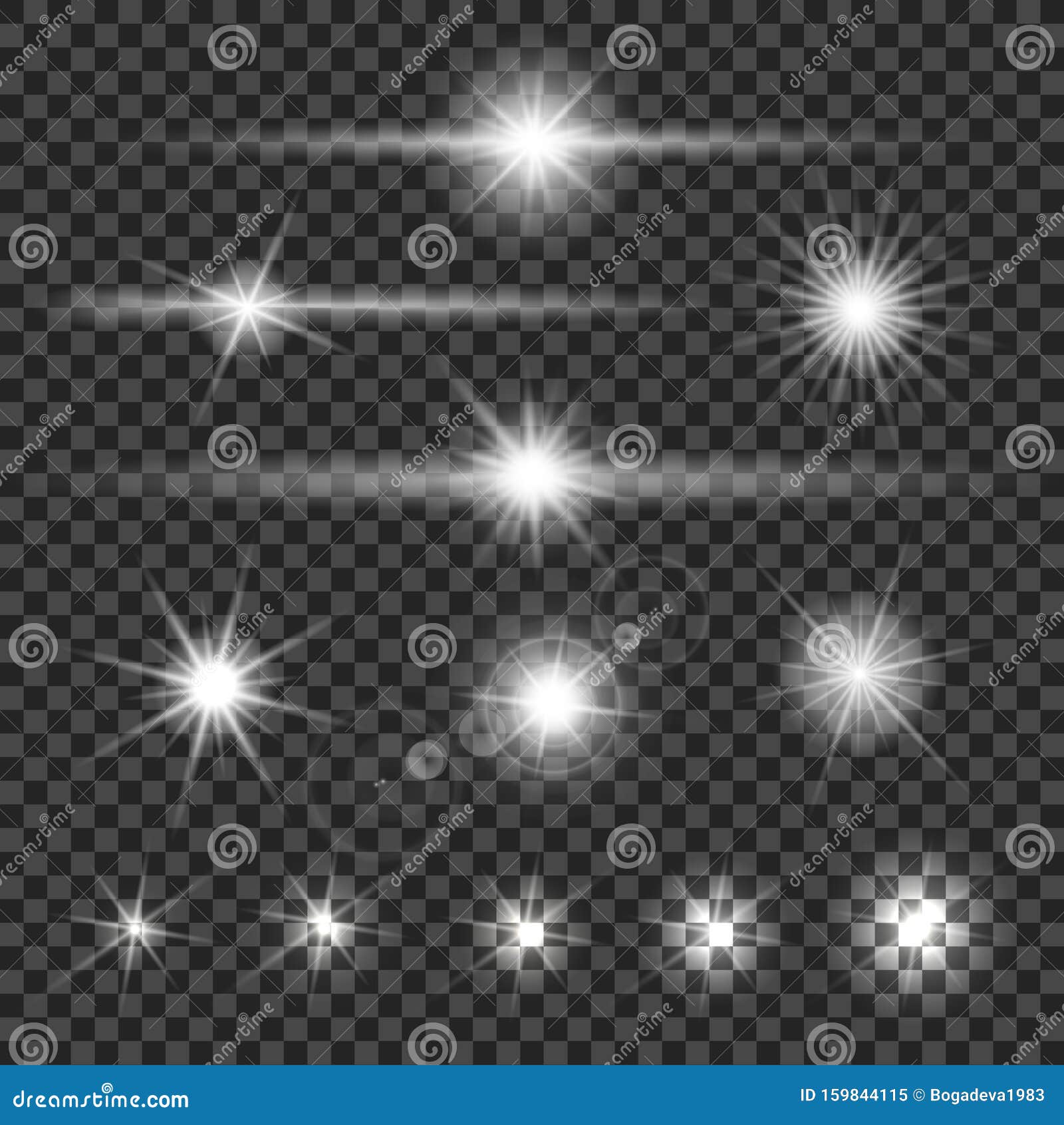 Light Flare Glowing Flashlight Effect Set on Transparent Background ...