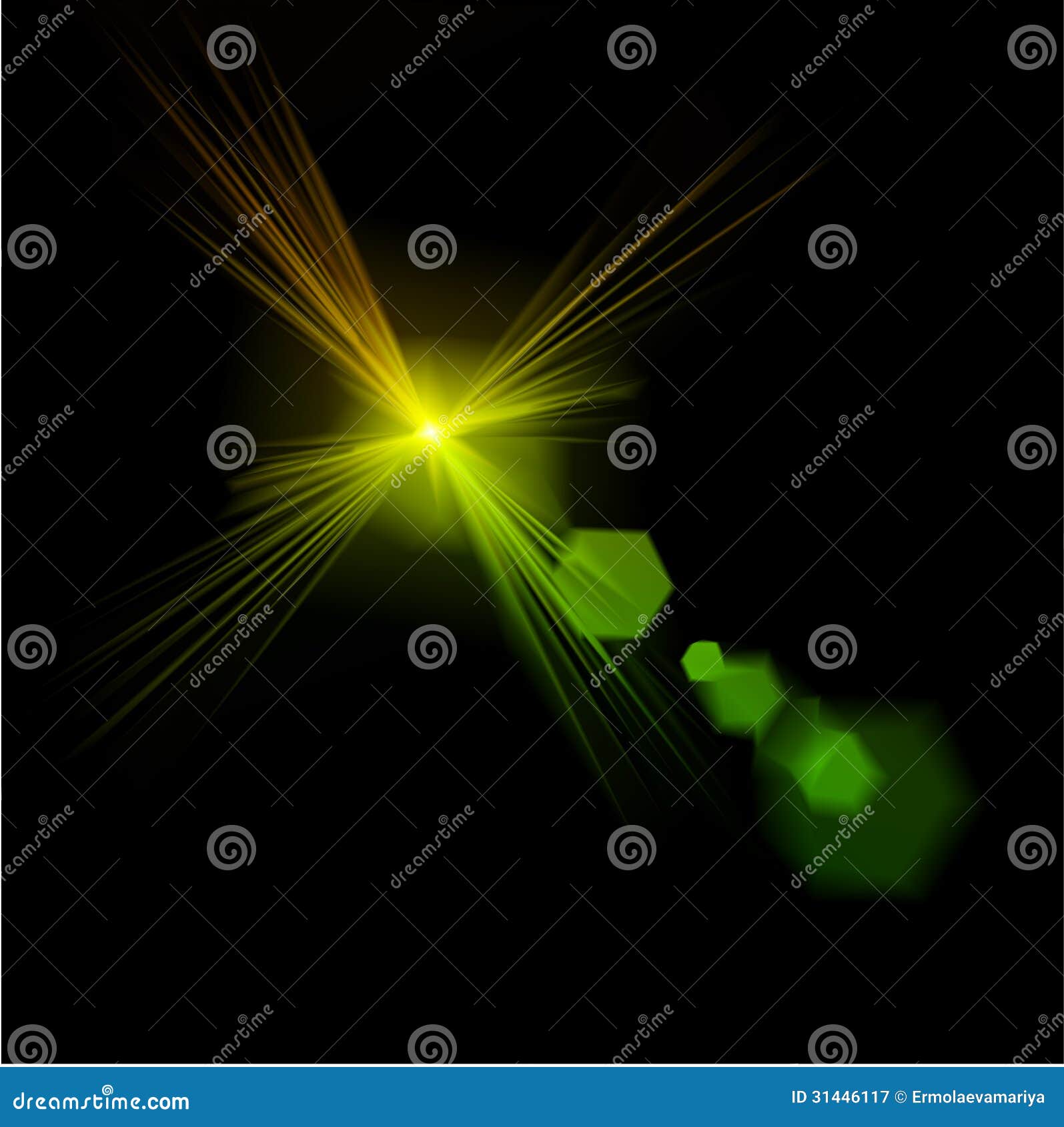 Light Flare Green Effect. Vector Stock Vector - Illustration of power ...