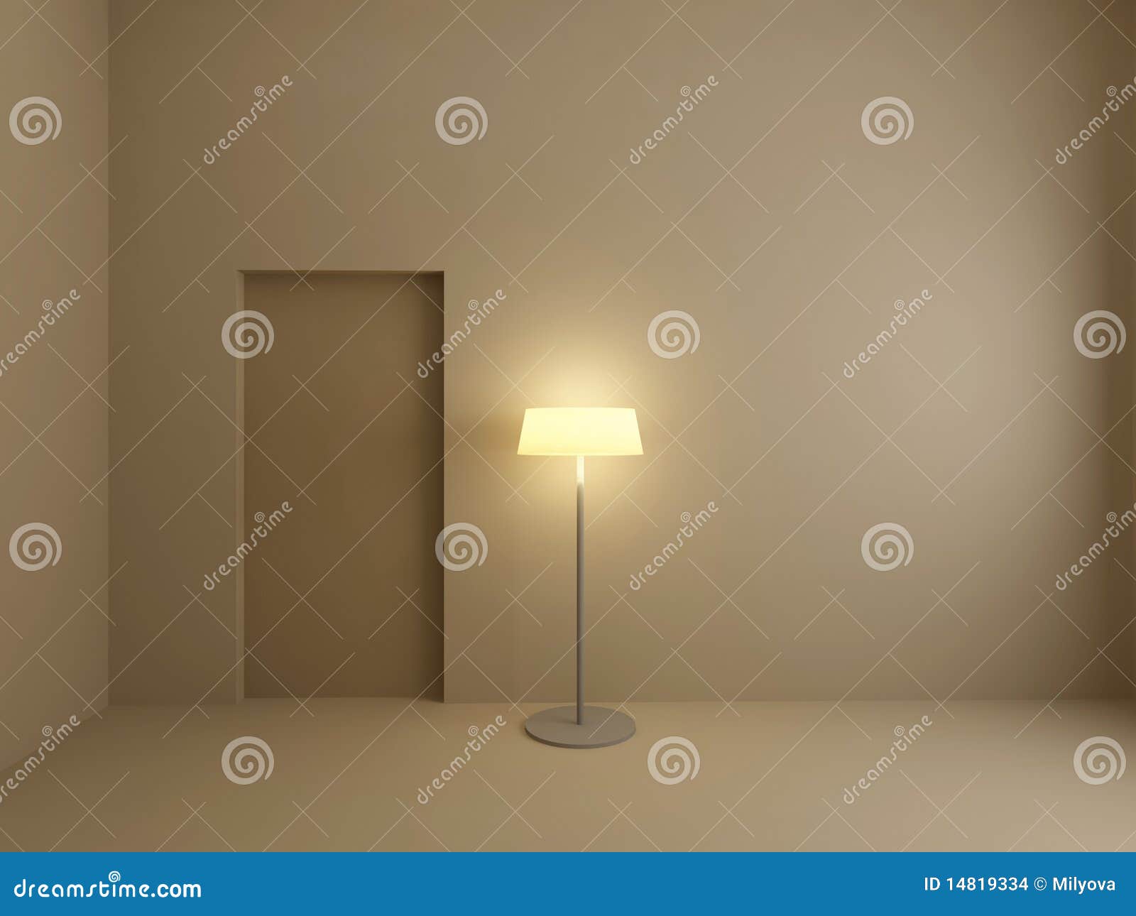 Light of Floorlamp in Empty Room. Stock Illustration - Illustration of ...