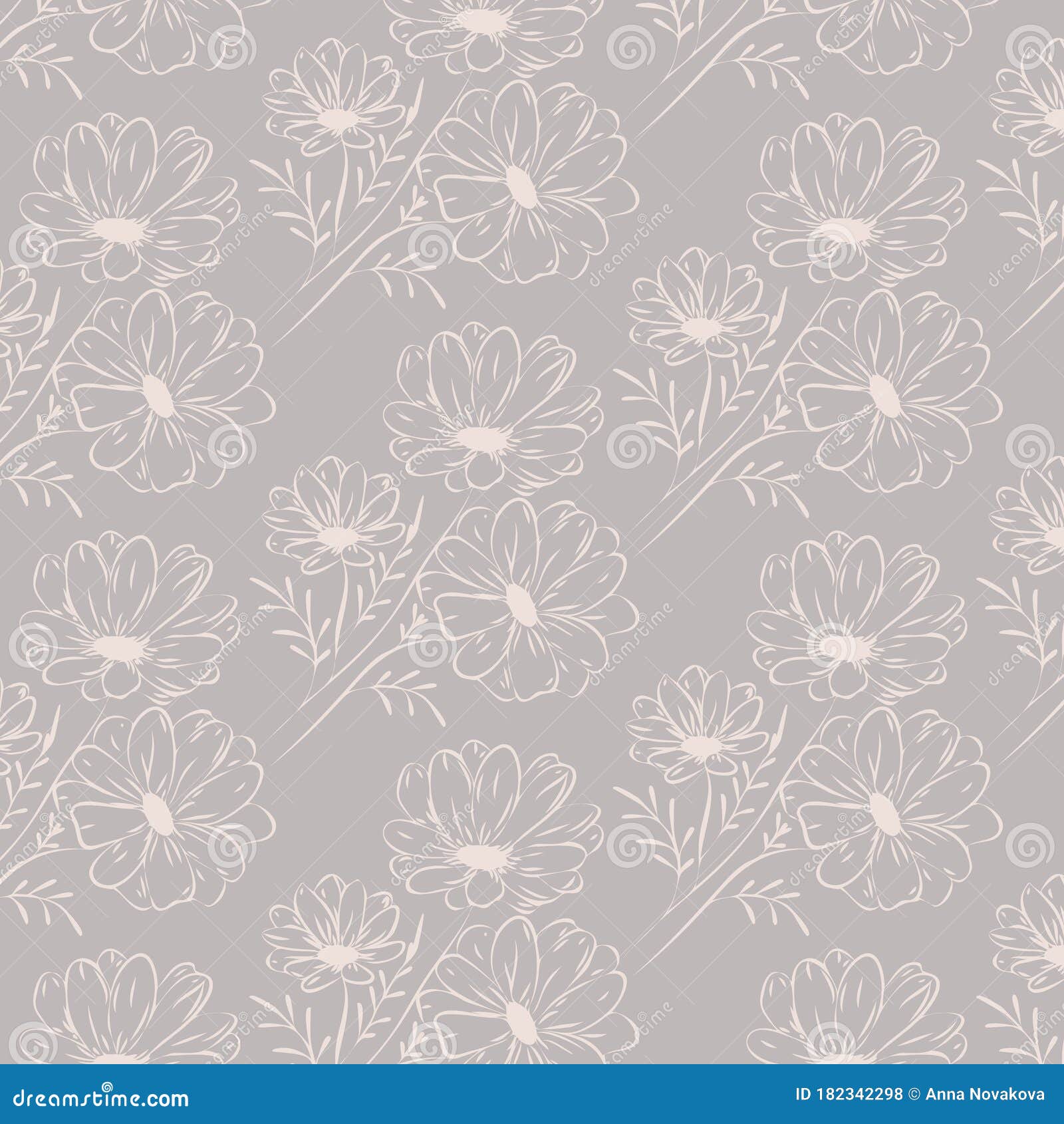 Light Floral Pattern. Floral Ornament in Beige Colors. Stock Vector ...