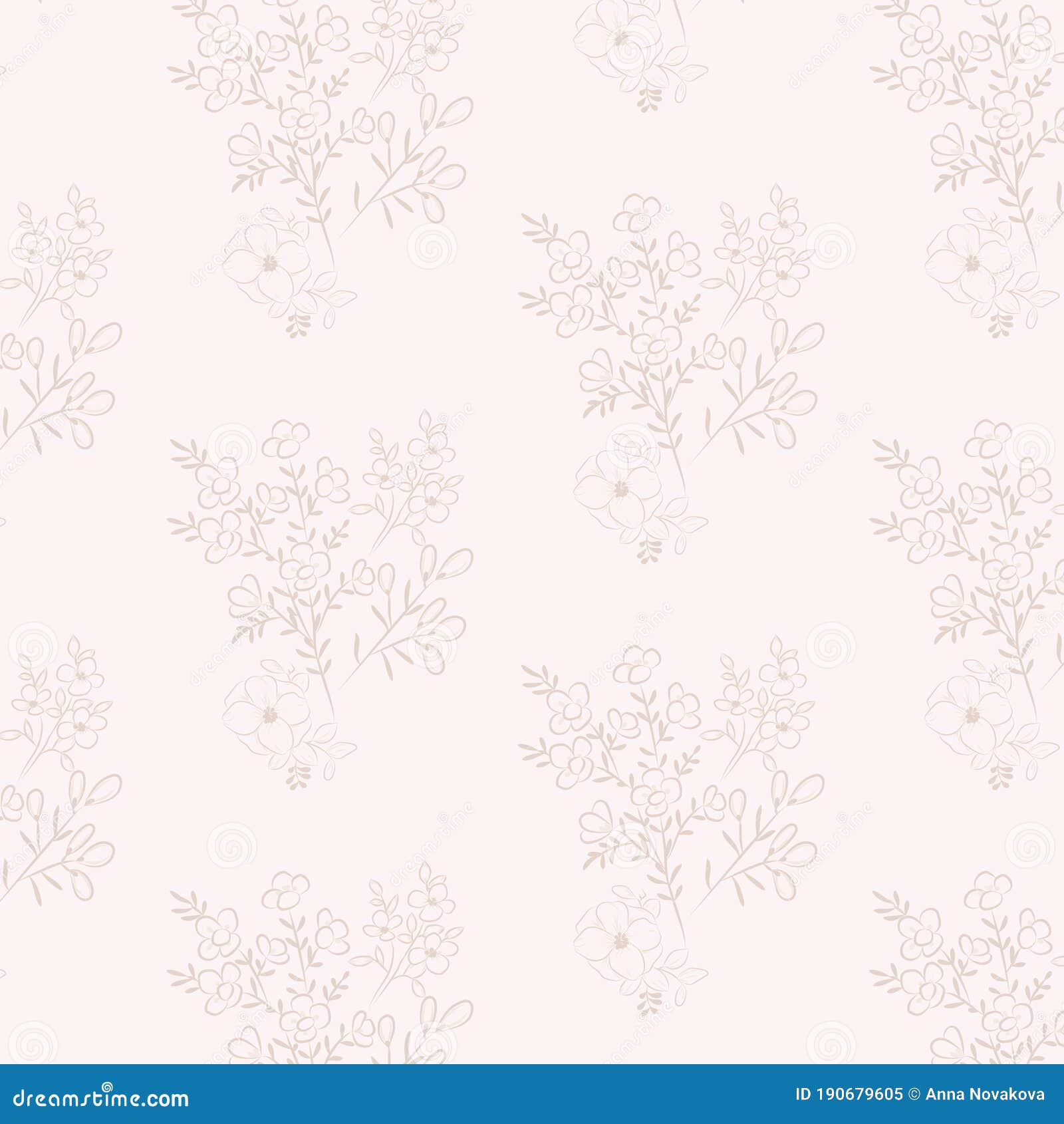 Light Floral Pattern. Floral Ornament in Beige Colors. Stock Vector ...