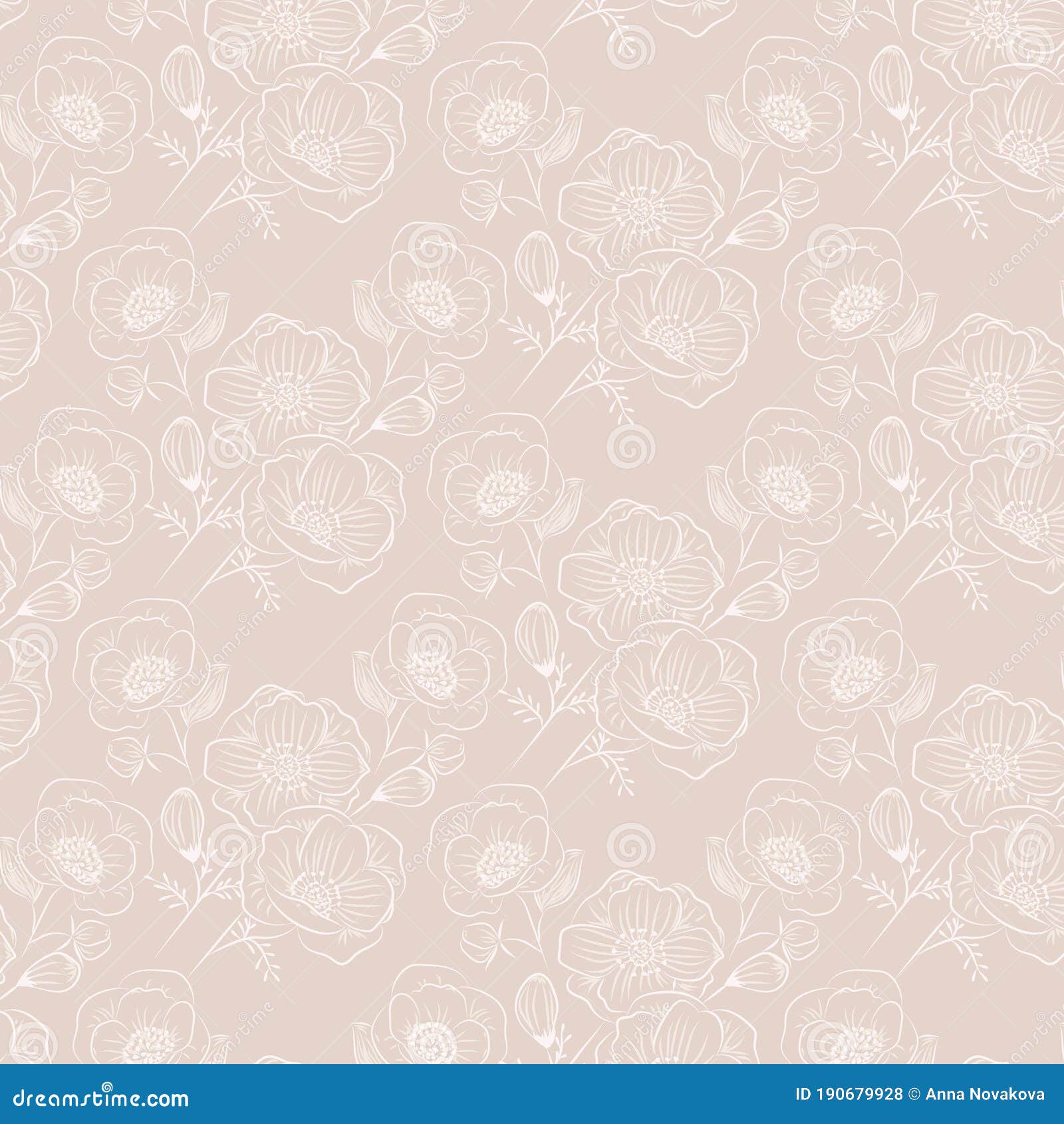 Light Floral Pattern. Floral Ornament in Beige Colors. Stock Vector ...