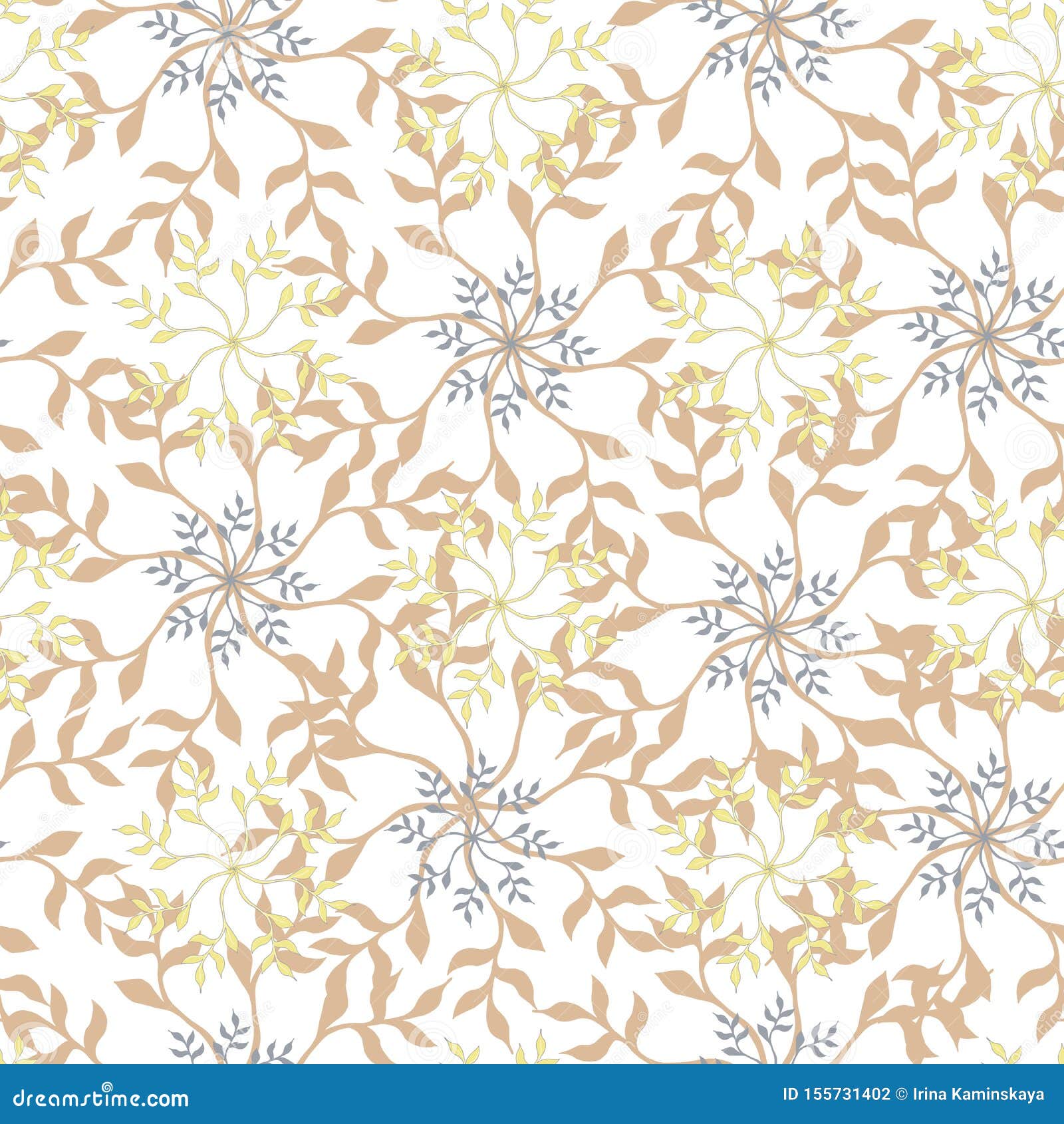 Light Floral Pattern. Floral Ornament in Beige Colors on a White ...