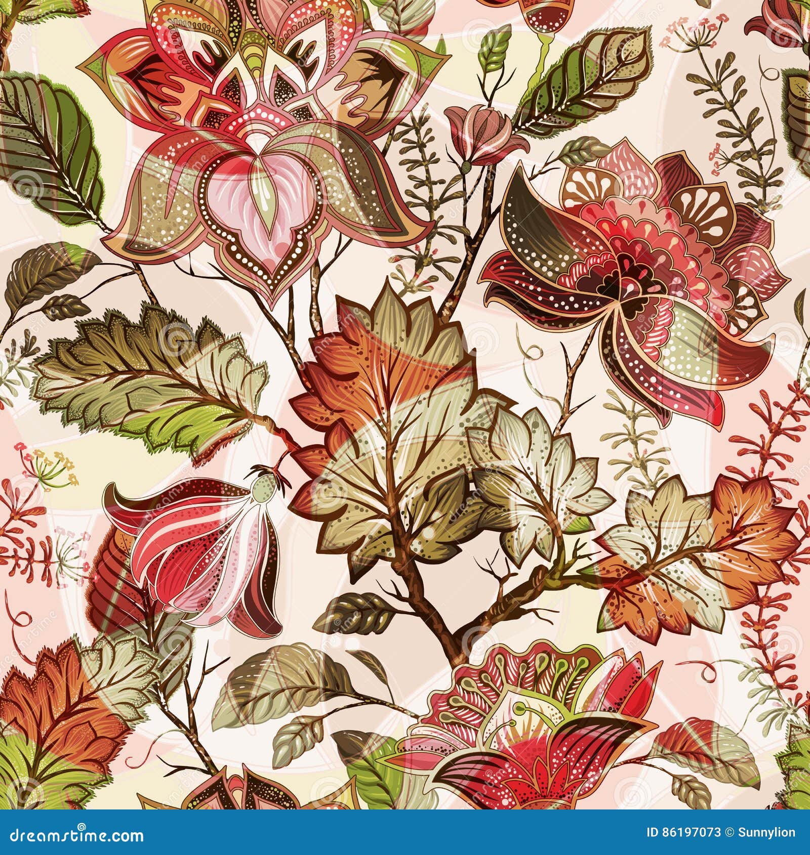 Light Floral Seamless Pattern. Hand Drawn Backdrop. Colorful Background ...