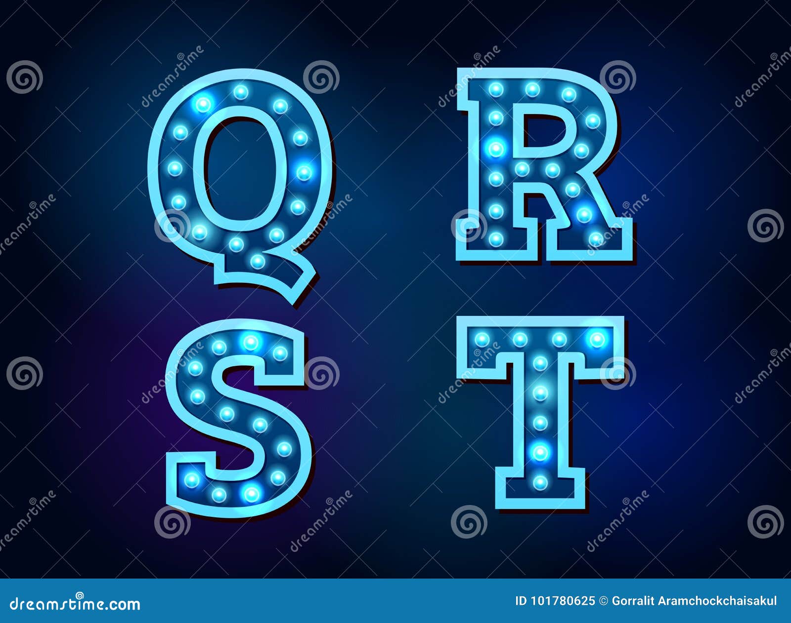 Light Font Alphabet Text Bright Stock Vector - Illustration of retro ...