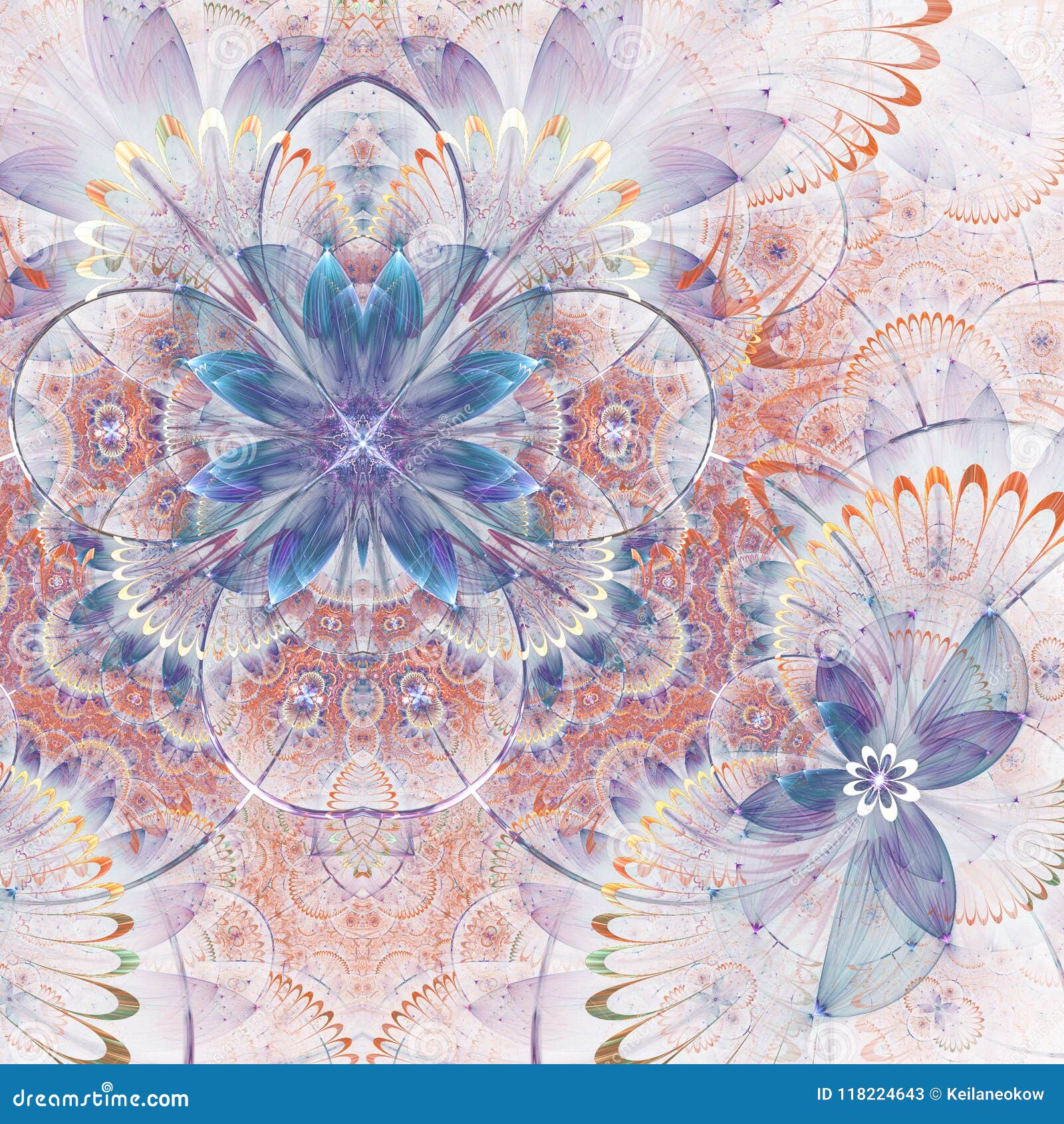 Light Fractal Floral Pattern Stock Illustration - Illustration of ...