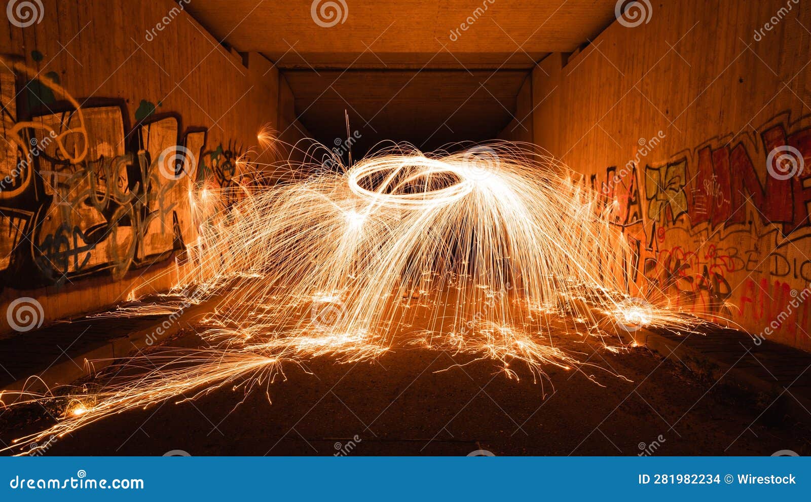 The Light in Front is Moving Behind the Light and it Has Sparks Stock ...