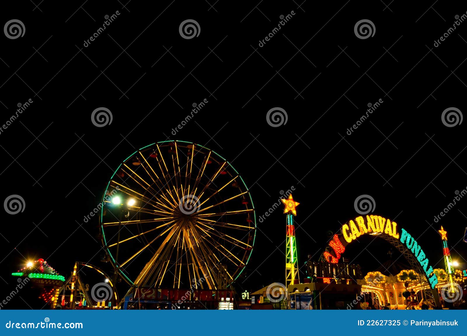 Light of funfair in night stock image. Image of play - 22627325