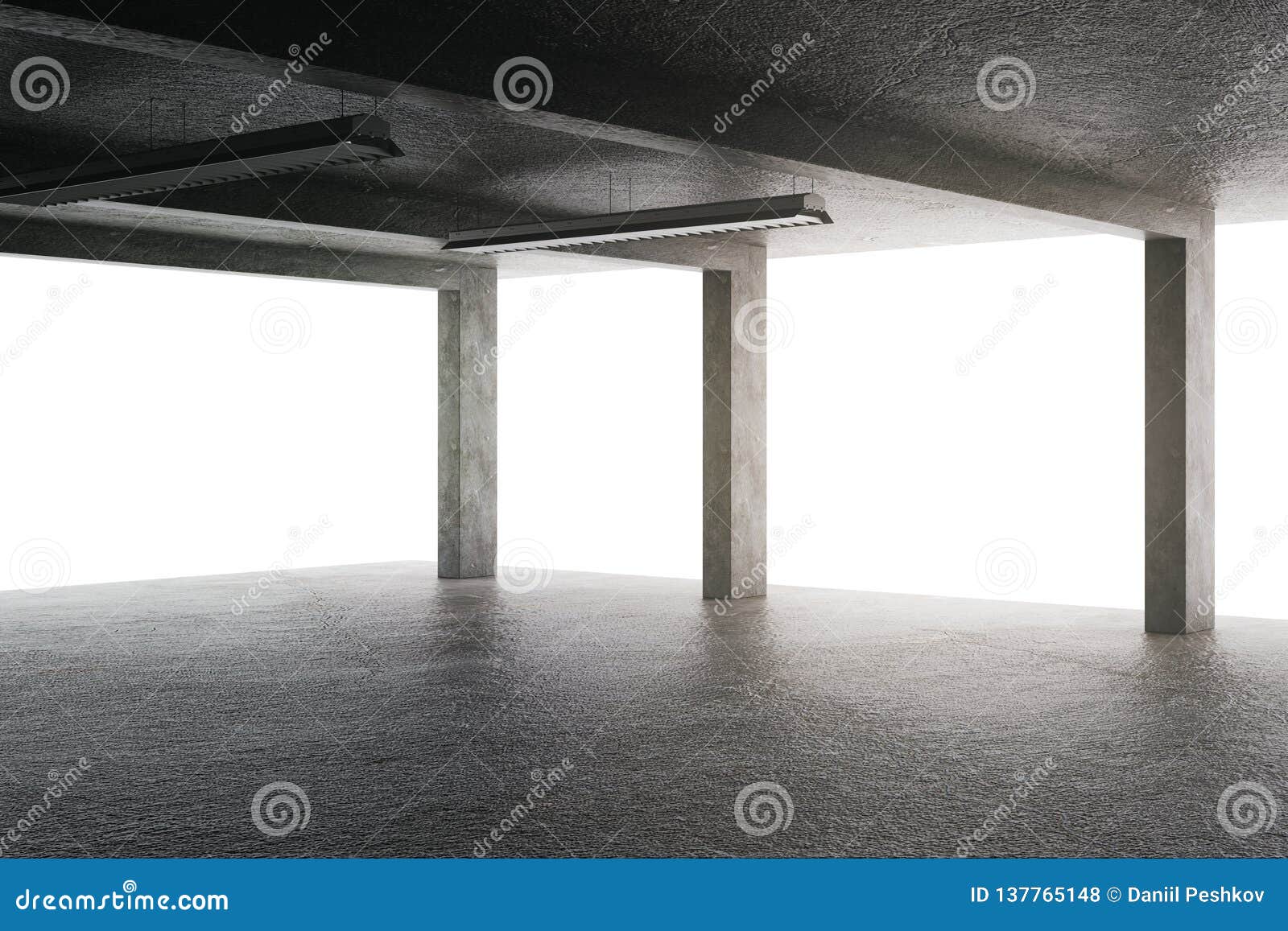 Light garage with columns stock illustration. Illustration of inside ...
