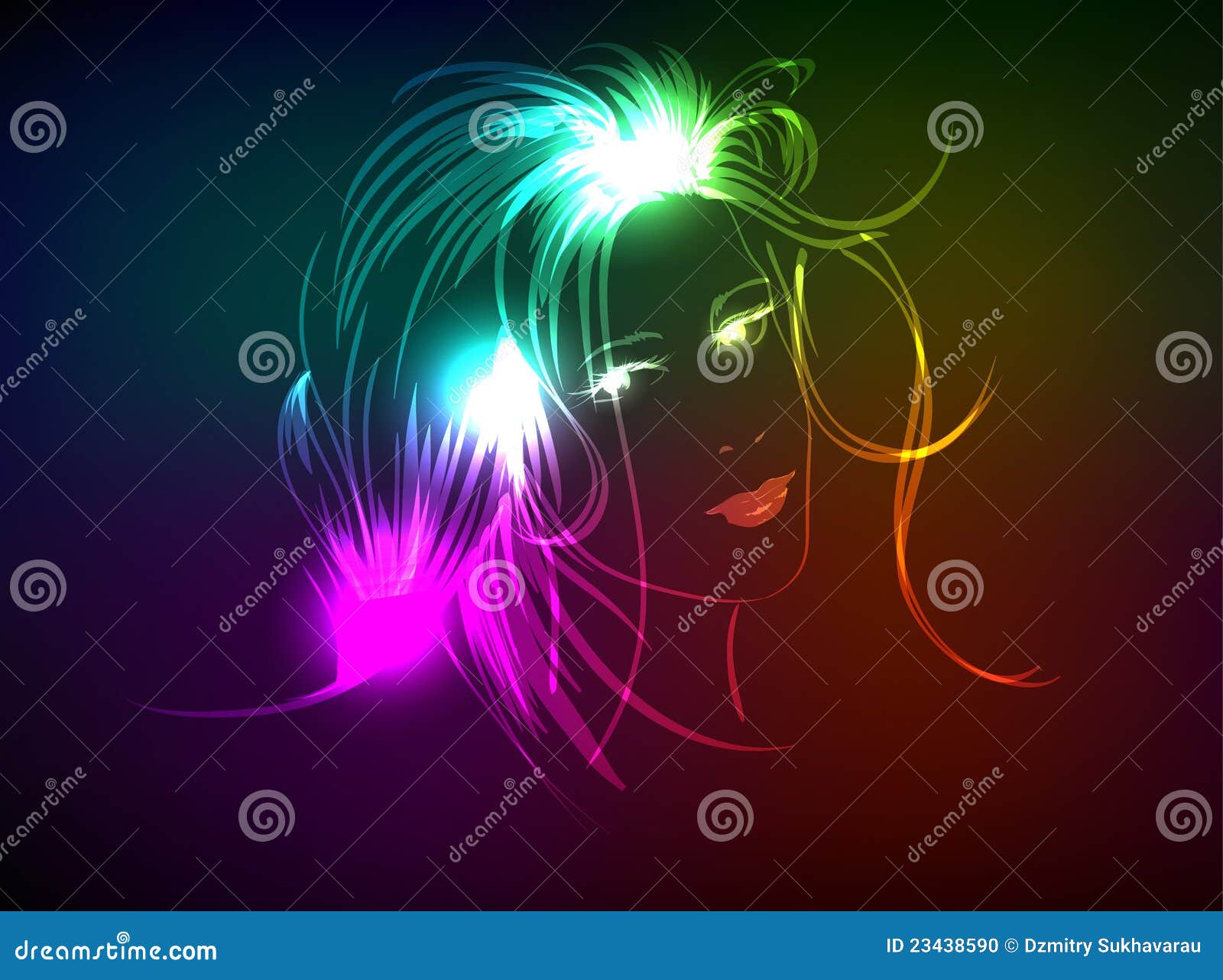 A light girl s face. stock vector. Illustration of light - 23438590