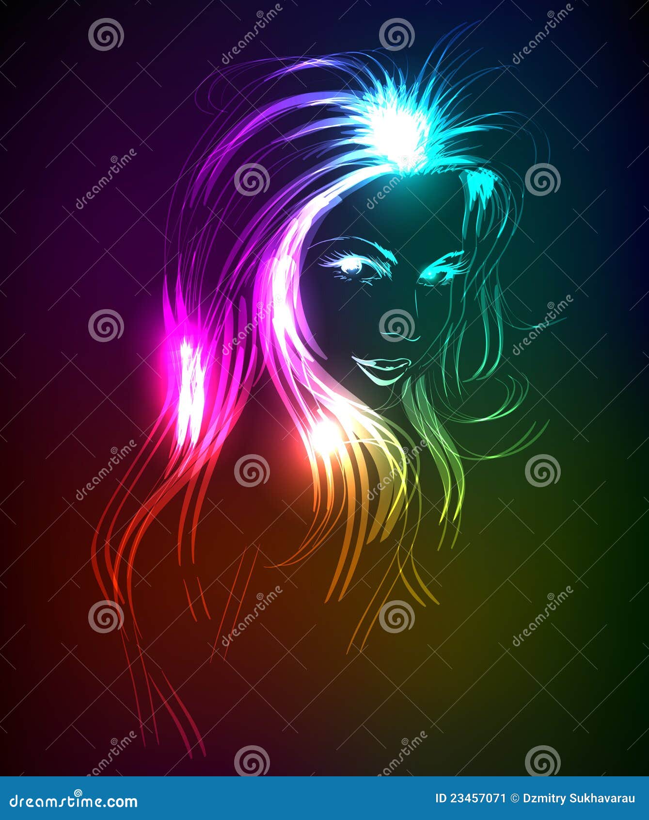 A light girl s face. stock vector. Illustration of pattern - 23457071
