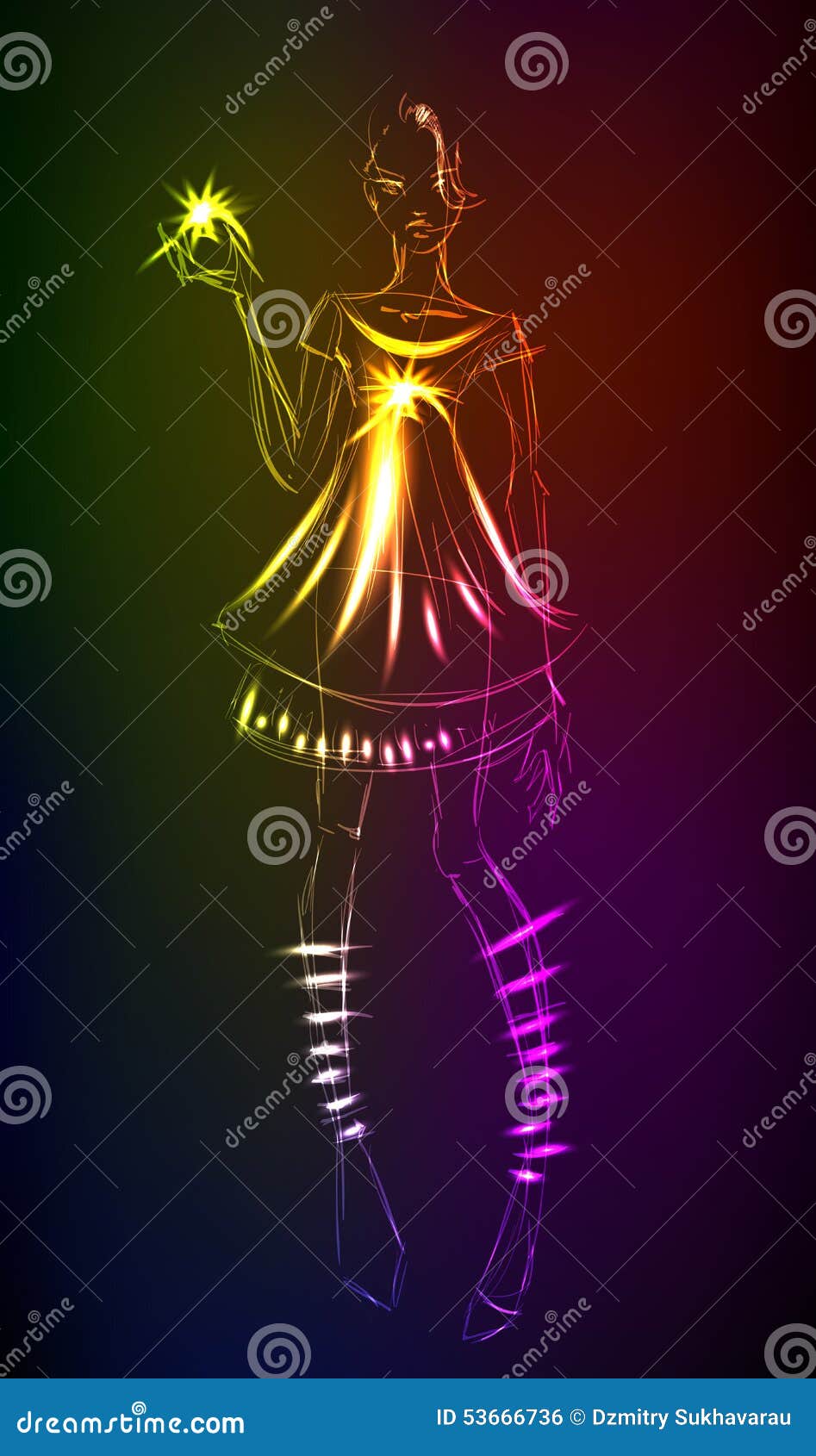 A Light Girl S Stock Vector Illustration Of Fashion 53666736