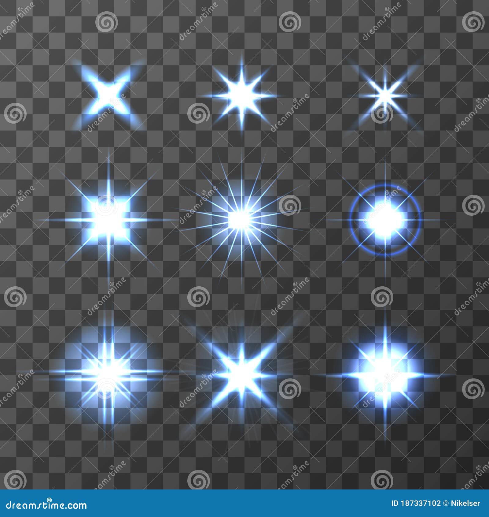 Light Glow Flare Stars Effect Set Vector Stock Illustration Stock ...