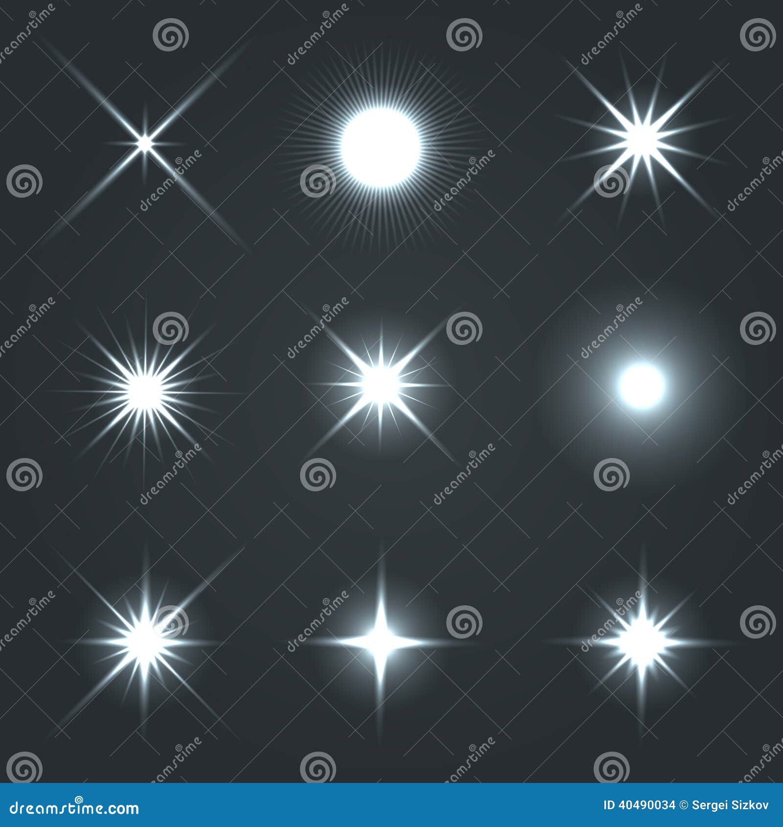 Light Glow Flare Stars Effect Set. Stock Vector - Image: 40490034