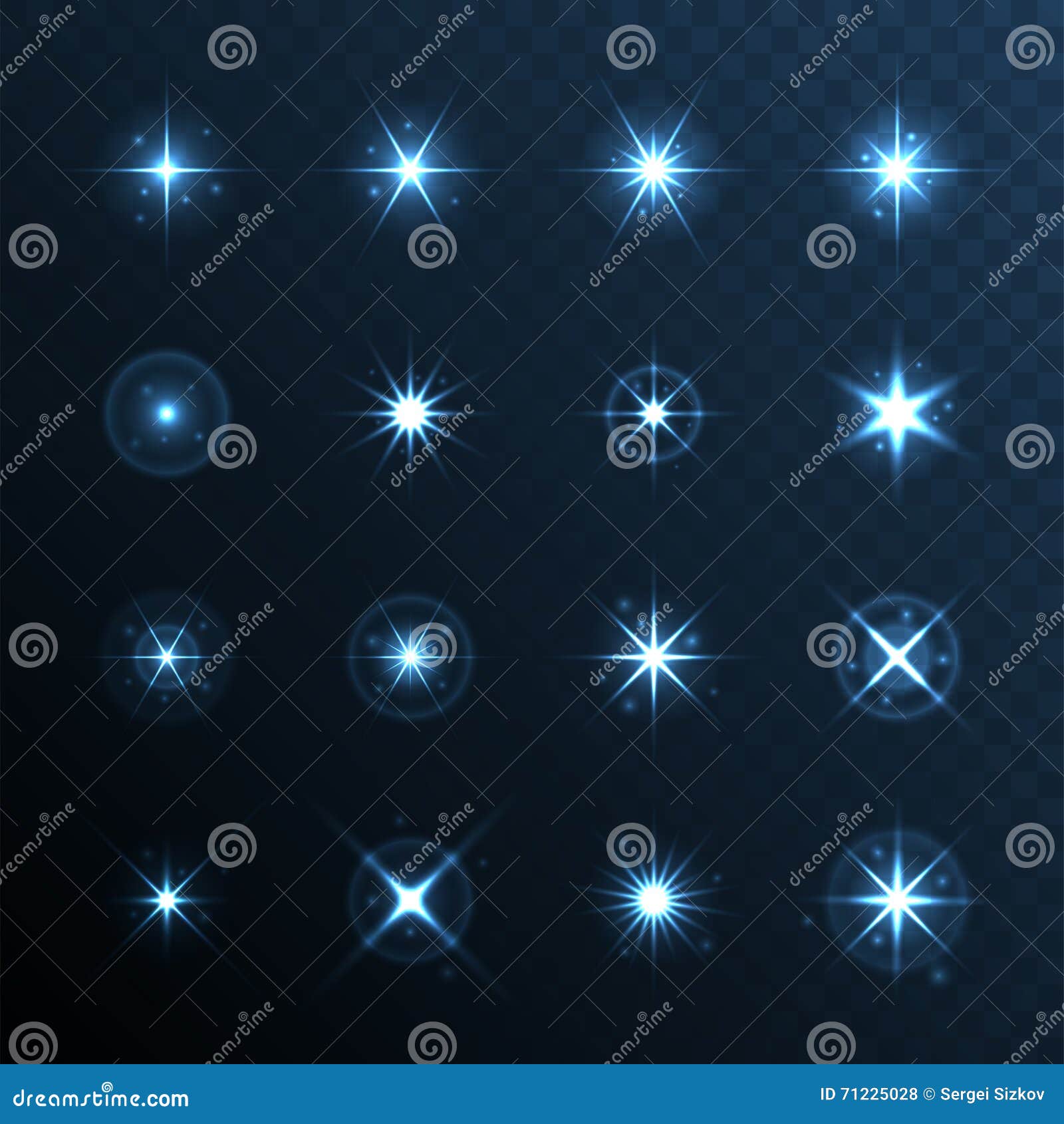 Light Glow Flare Stars Effect Set. Stock Vector - Illustration of ...