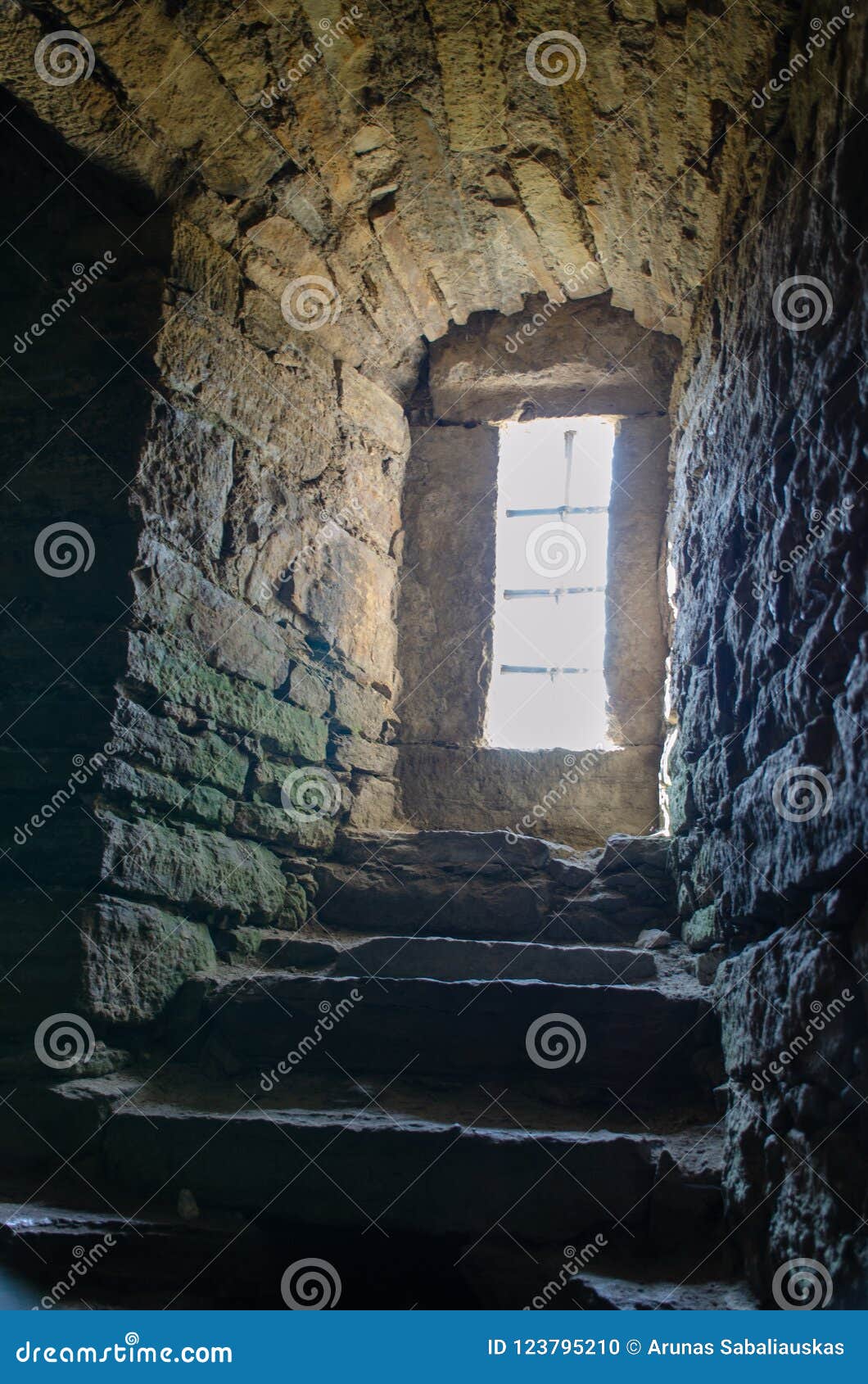 Daylight is Going through Window To Medieval Castle Underground Stock ...