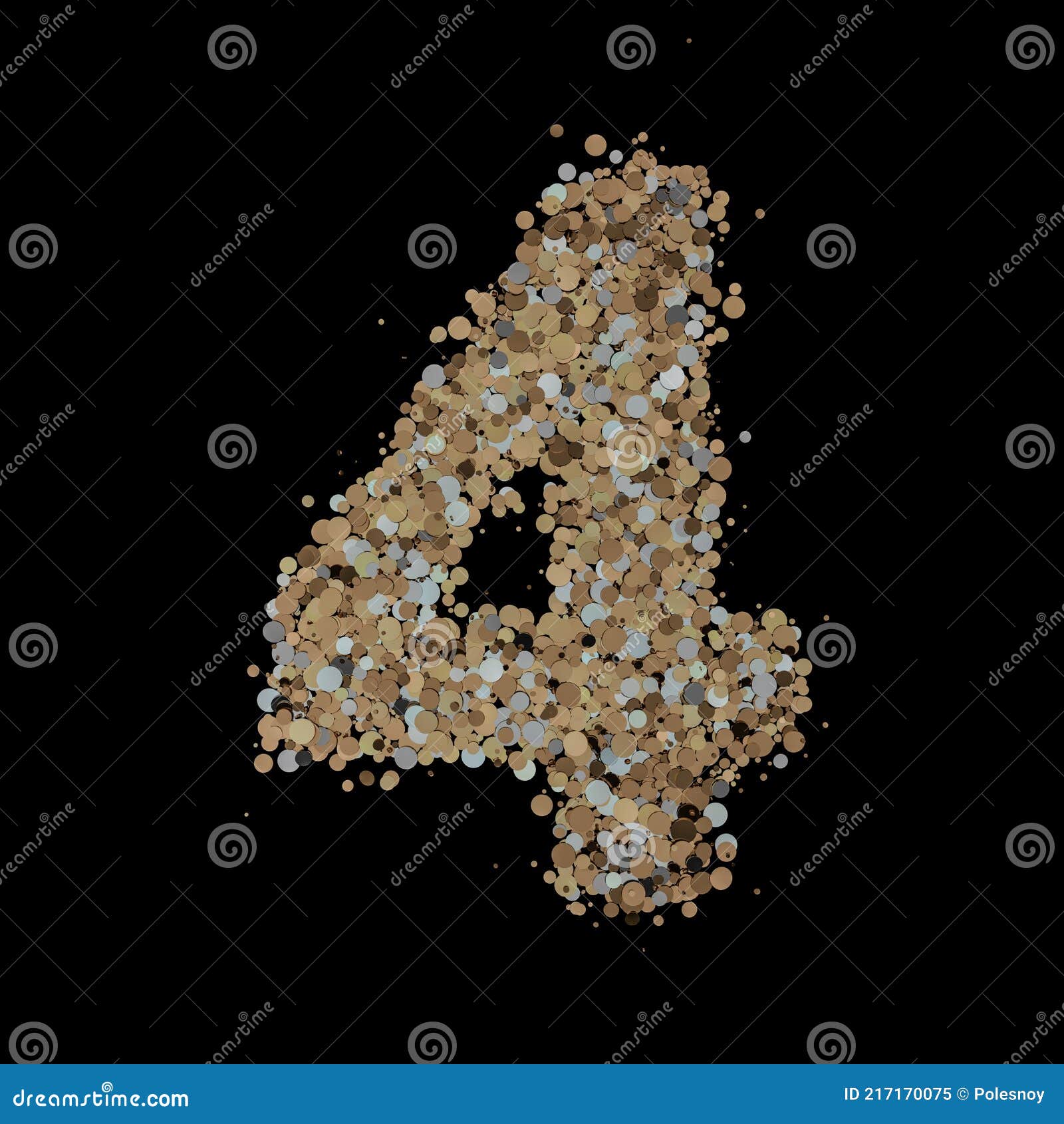 Light Gold Digit Four on the Background. 3D Stock Illustration ...