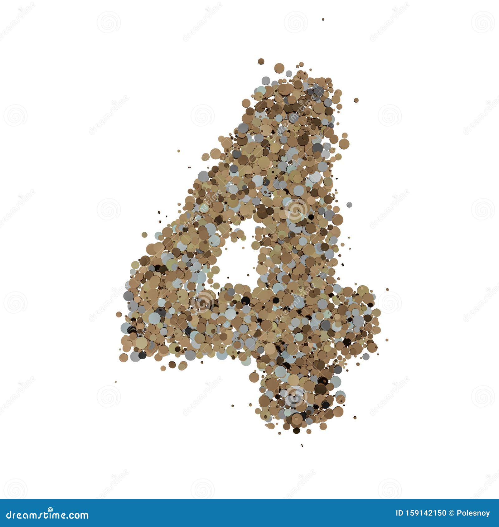 Light Gold Digit Four on the Background. 3D Stock Illustration ...