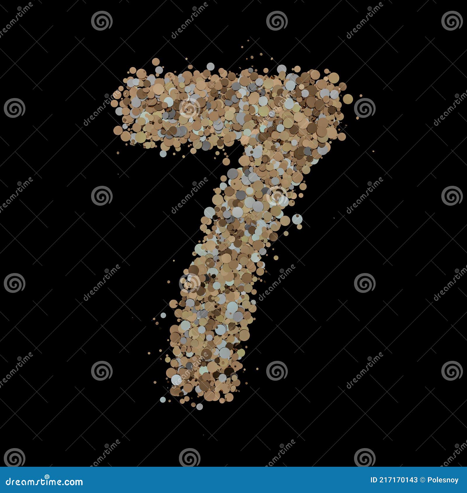 Light Gold Digit Seven on the Background. 3D Stock Illustration ...