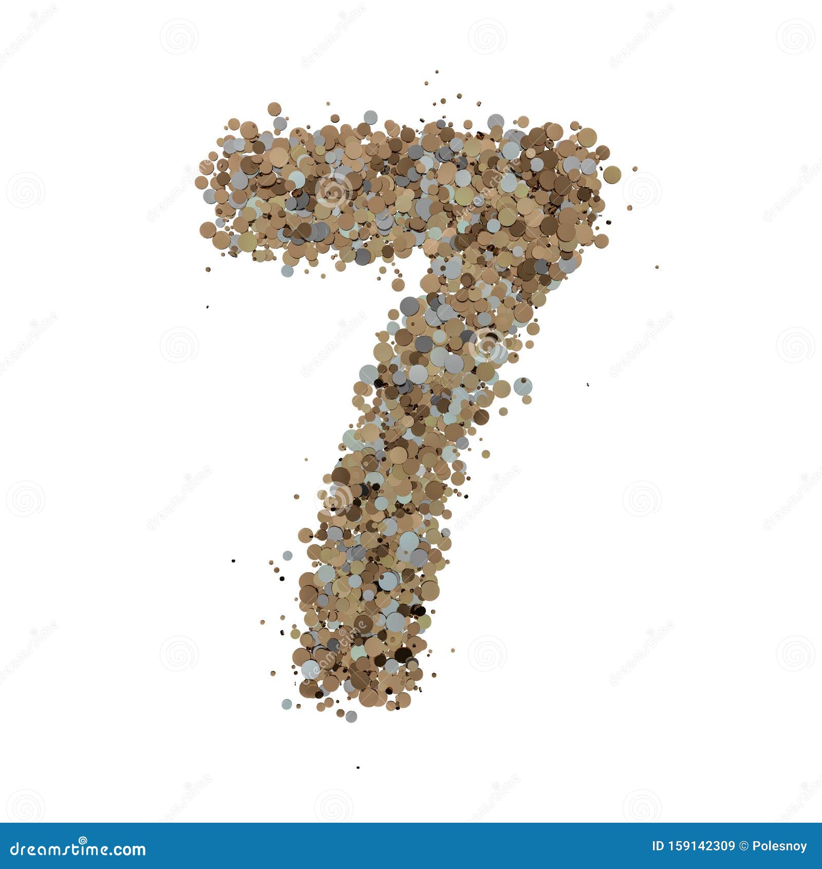 Light Gold Digit Seven on the Background. 3D Stock Illustration ...