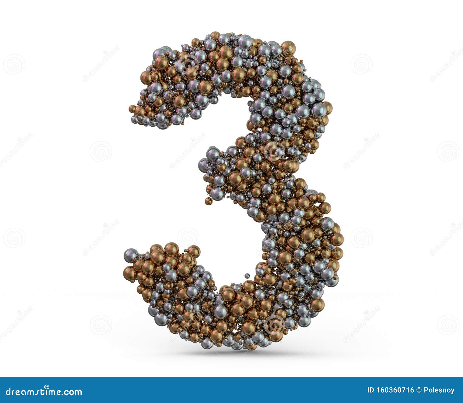 Light Gold Digit Three on the Background. 3D Stock Illustration ...