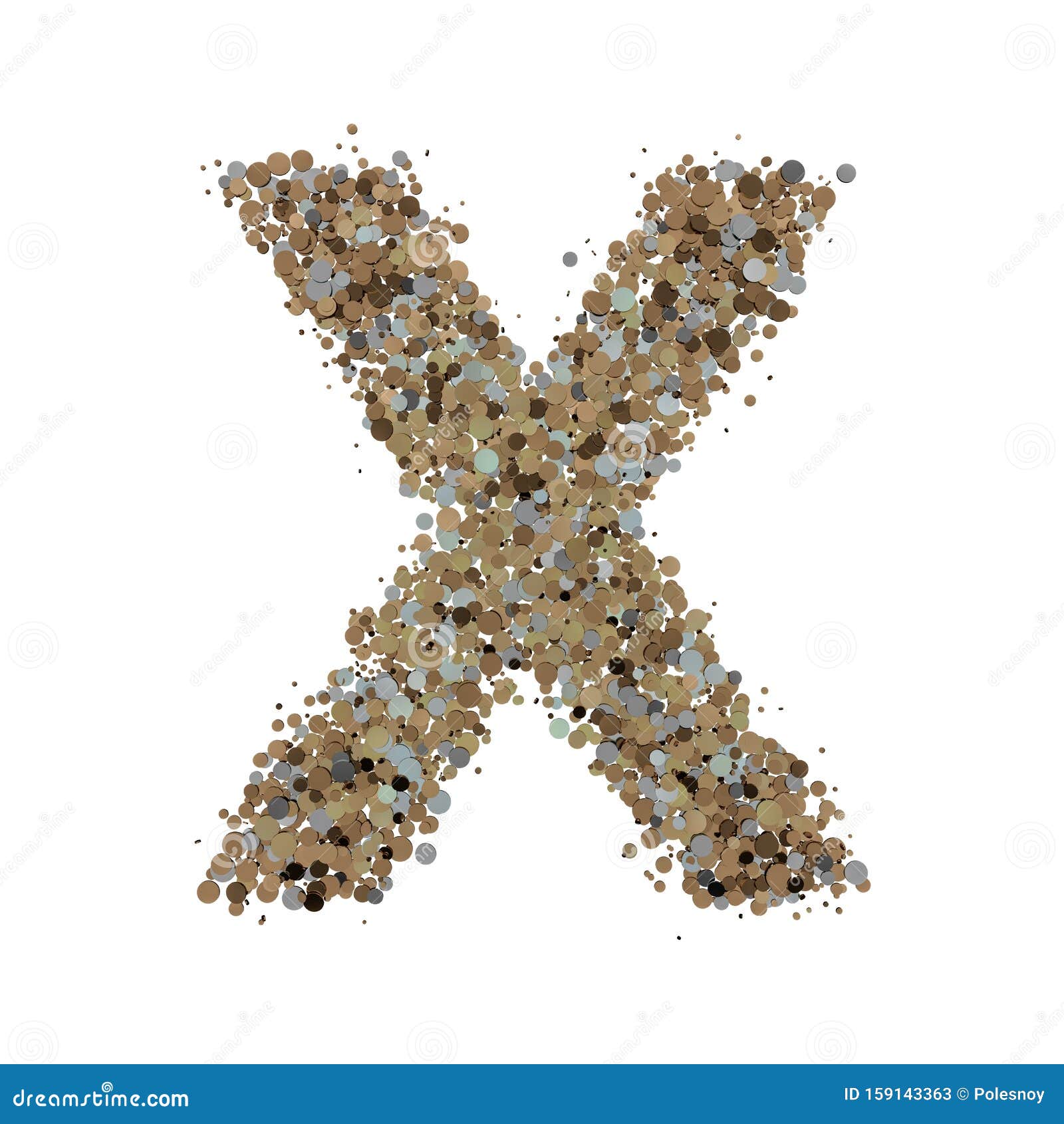 Light Gold Letter X on the Background. 3D Stock Illustration ...