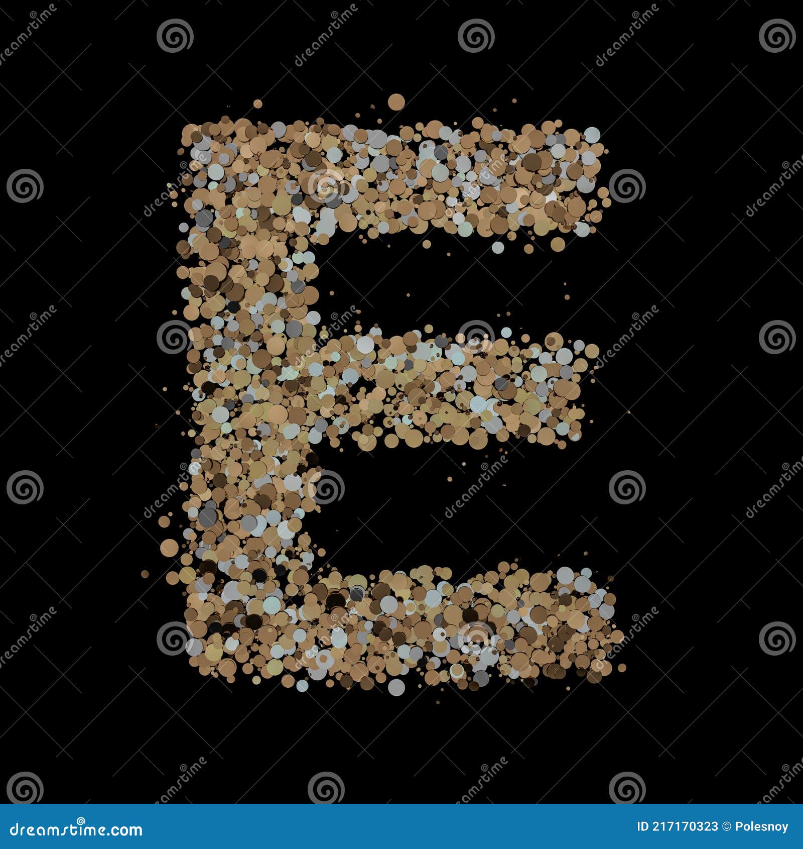 Light Gold Letter E on the Background. 3D Stock Illustration ...