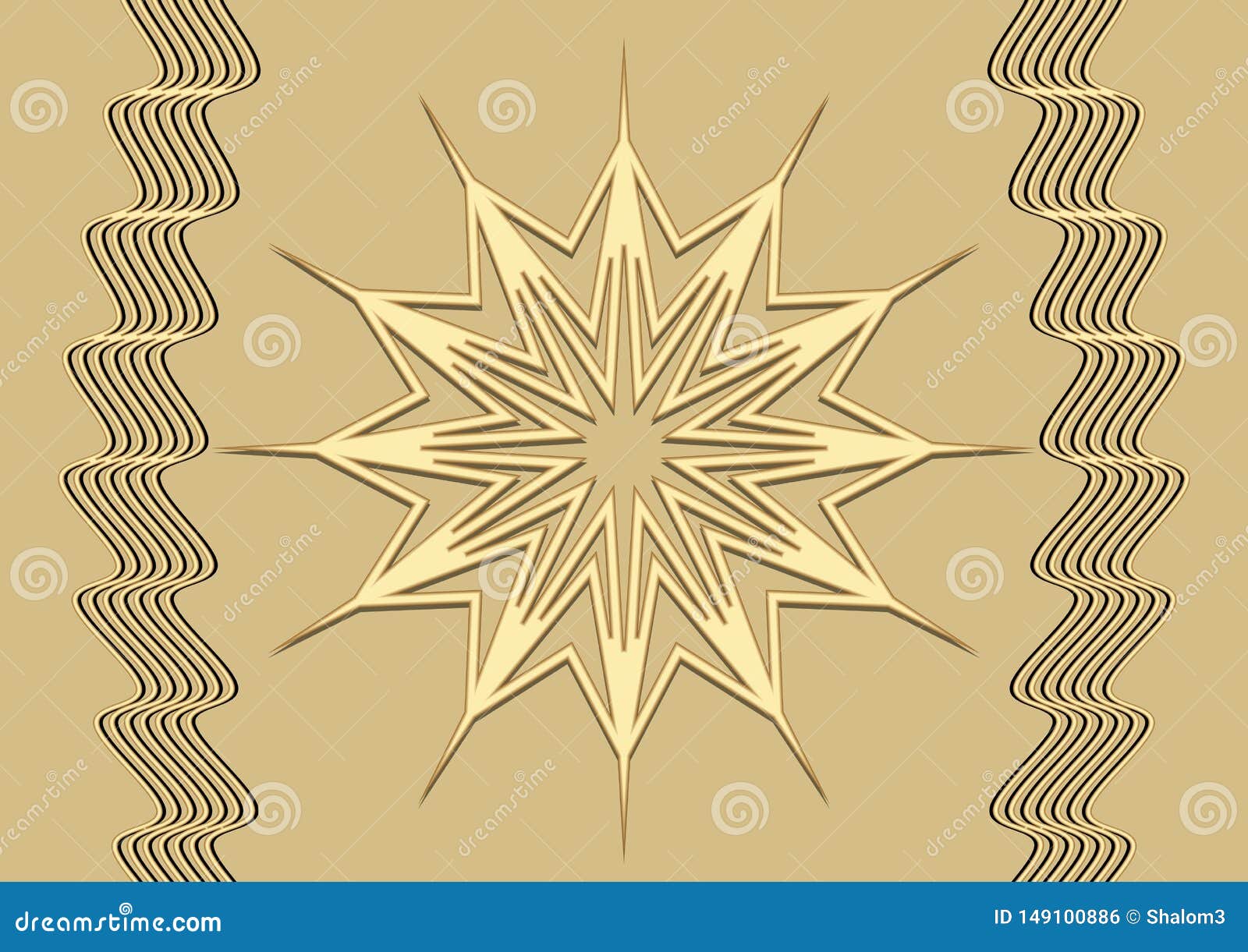 Light Golden Background with Embossed Star Shape and Wavy Elements ...