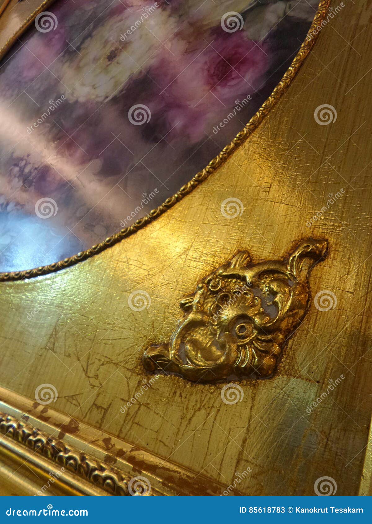 Light on Golden Painting Frame Stock Image - Image of worth, bright ...