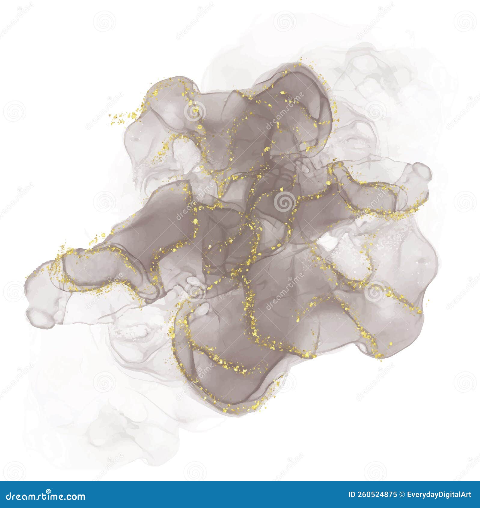 Light Gray Alcohol Ink Watercolor with Gold Glitter Background Circle ...