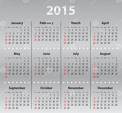 Light Gray Calendar Grid for 2015 Stock Vector - Illustration of autumn ...