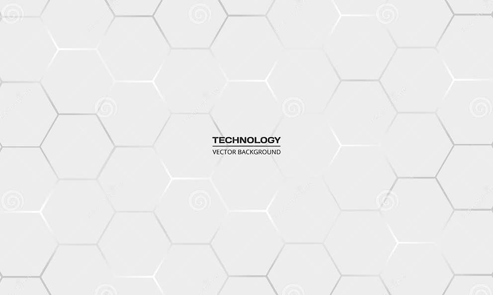 Light Gray Hexagonal Technology Abstract White Background. Stock Vector - Illustration of ...
