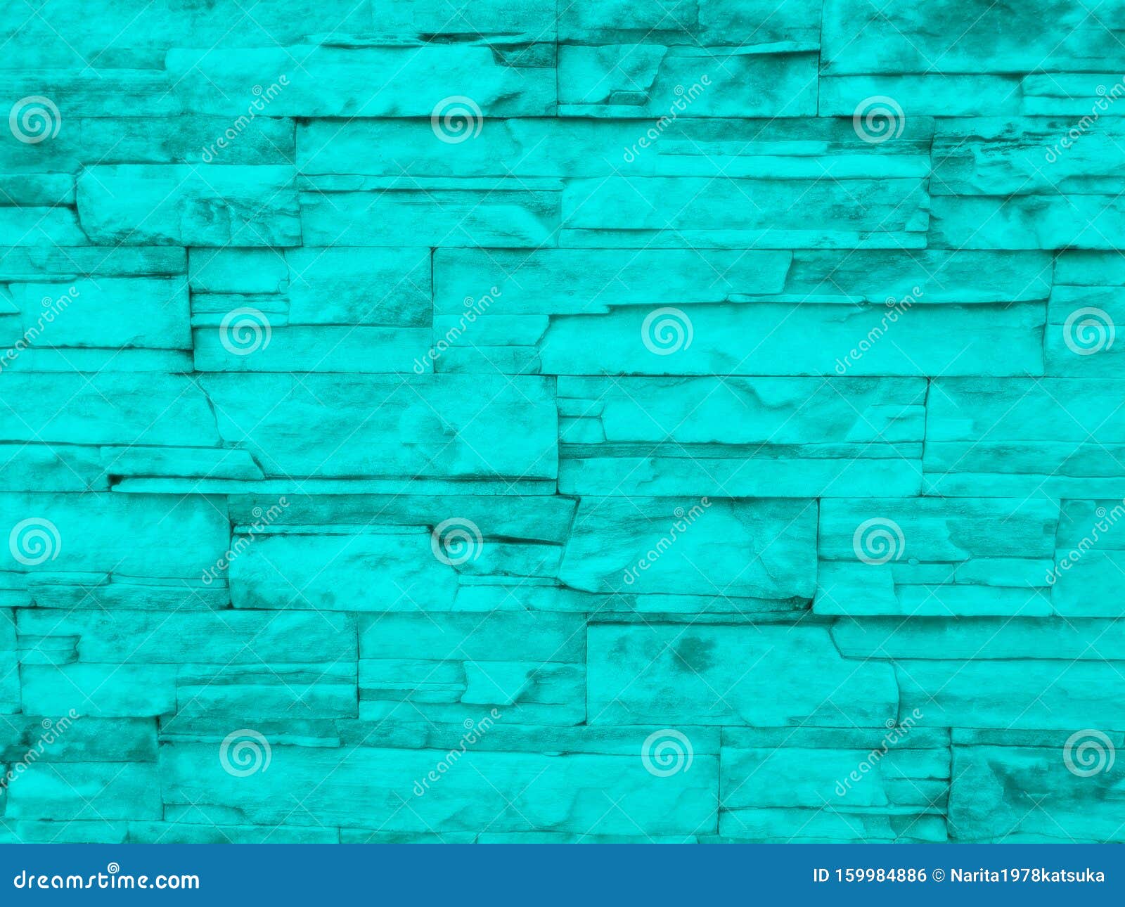 Wall Cement Blocks Green Color Background and Texture Stock Photo ...