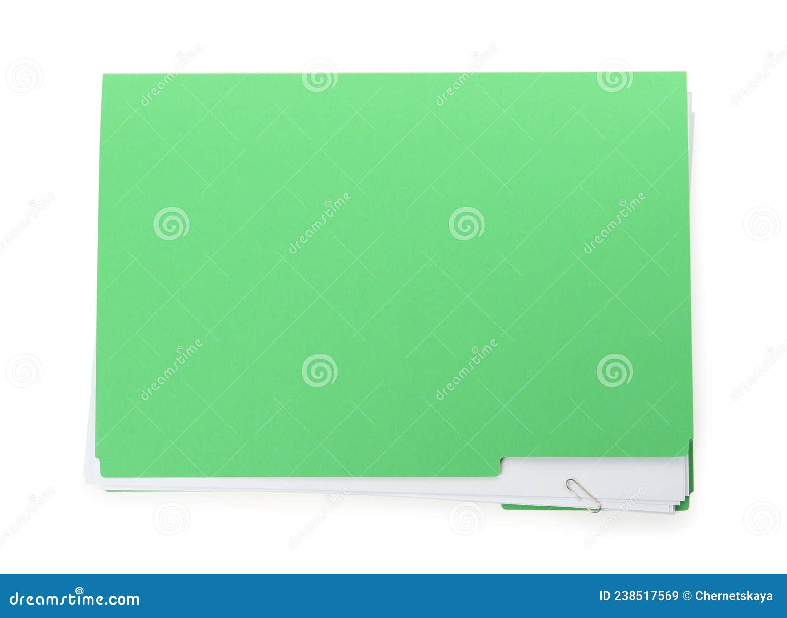 Light Green File with Documents Isolated on White, Top View Stock Image ...